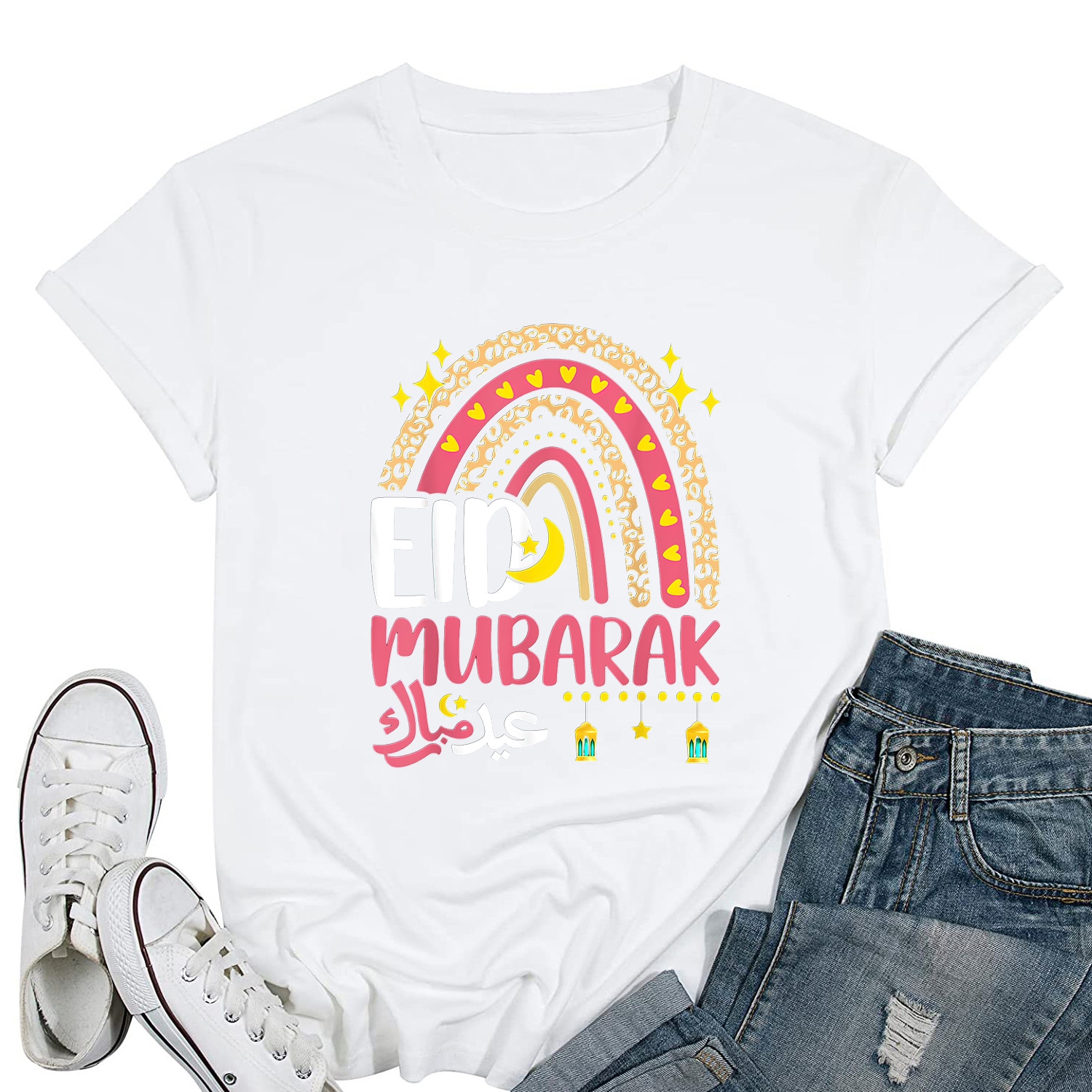 Womens Happy Eid Mubarak for Muslim Kids Eid al fitr / al Adha T-Shirt ...