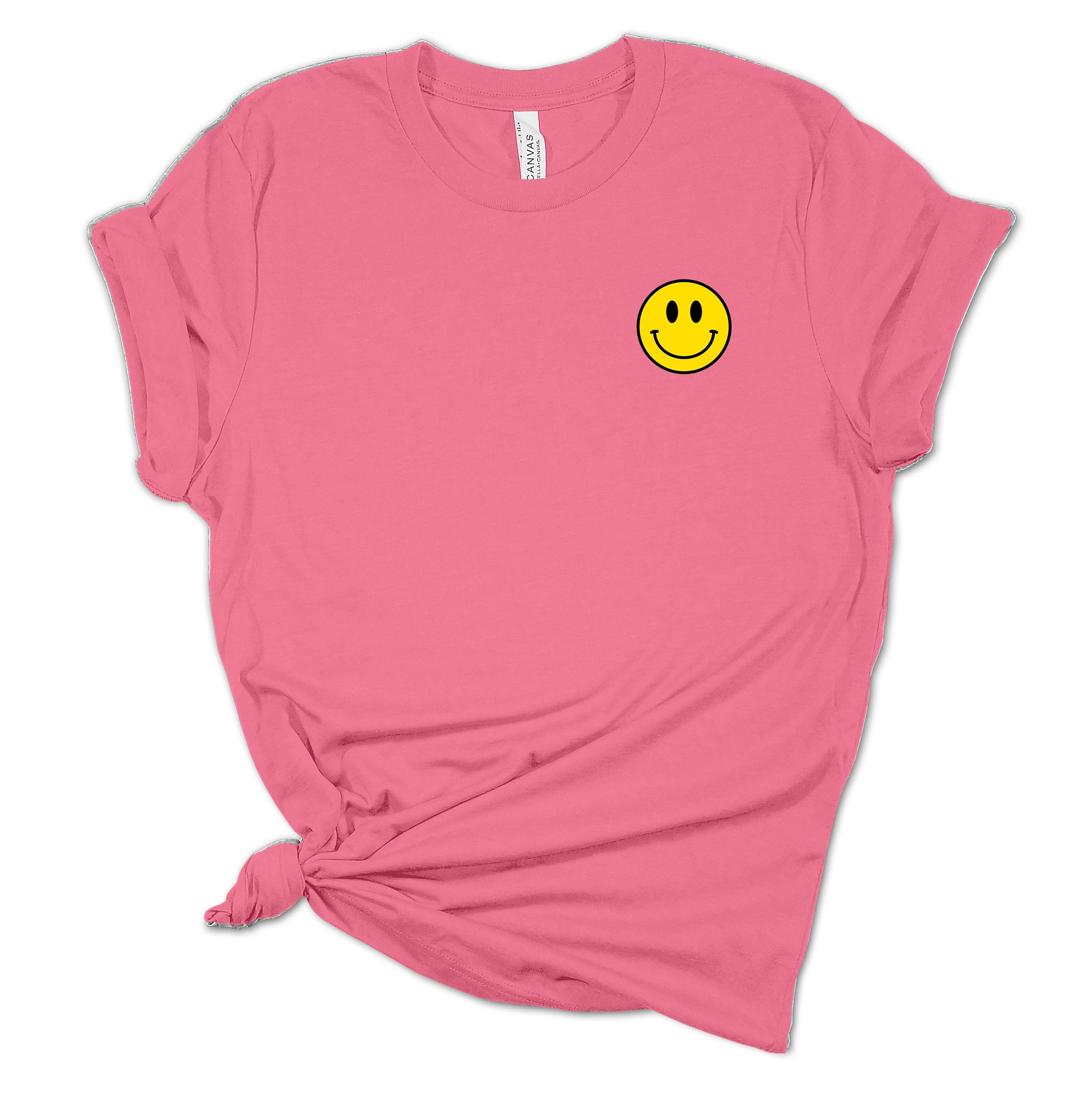 Womens Happy Face Smile Chest Crest Unisex Fit Short Sleeve T-shirt ...