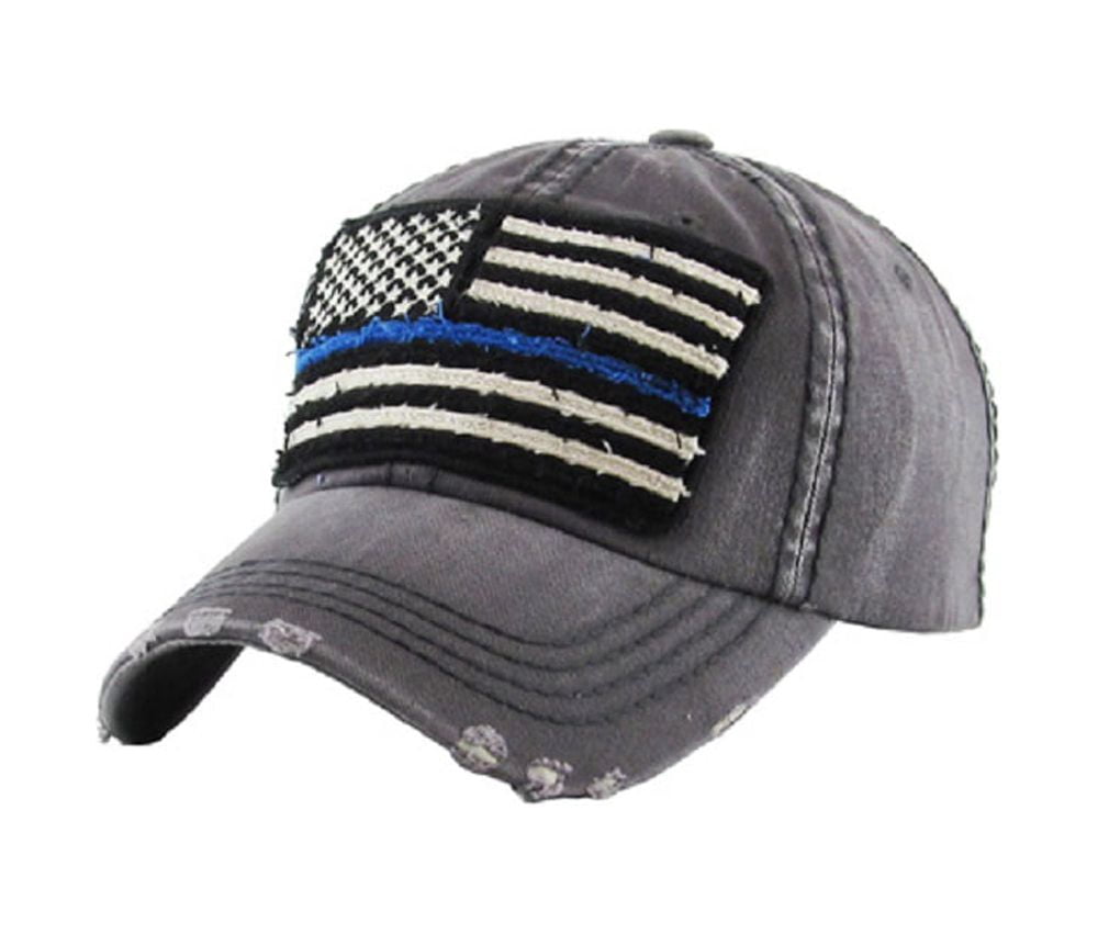 Womens Hat Blue Line USA Flag American Patriotic Stars Stripes Baseball ...