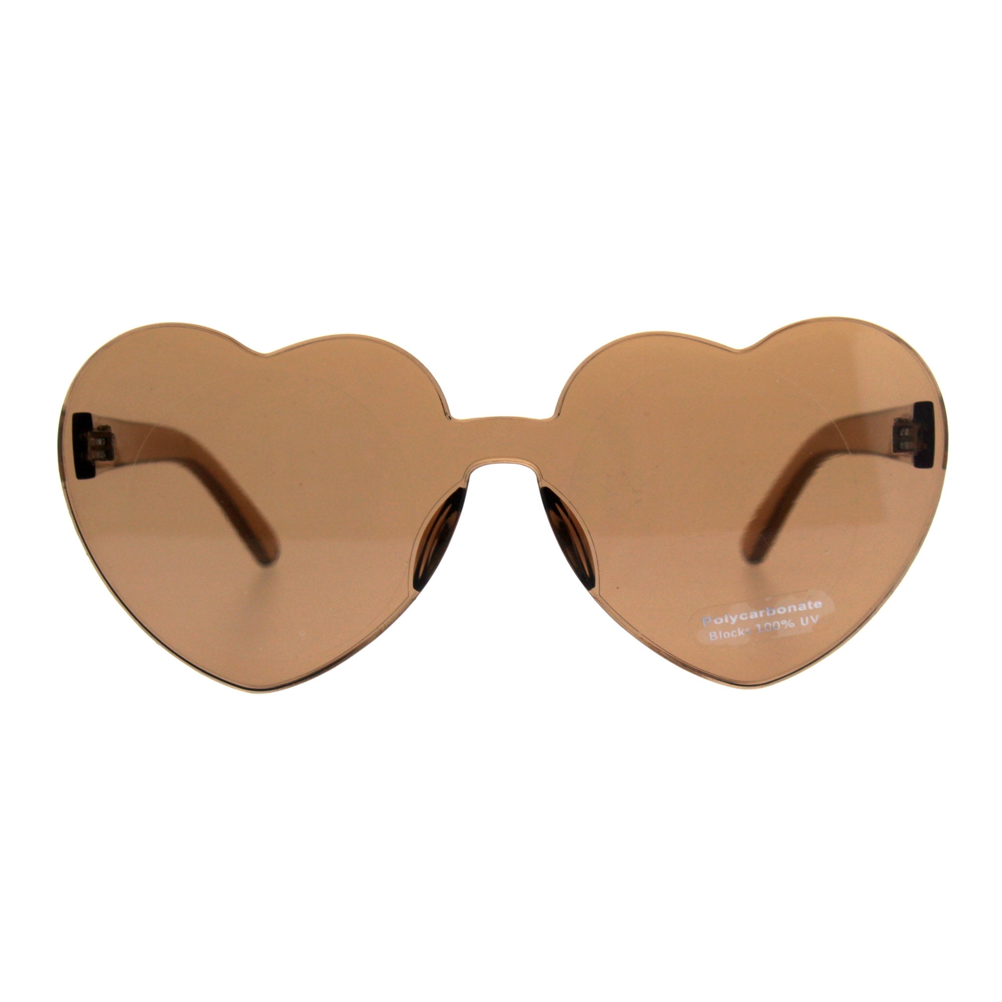 Womens Heart Shape Rimless Shield Hippie Groove Valentine Sunglasses ...