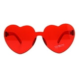 Womens Heart Shape Rimless Shield Hippie Groove Valentine Sunglasses ...