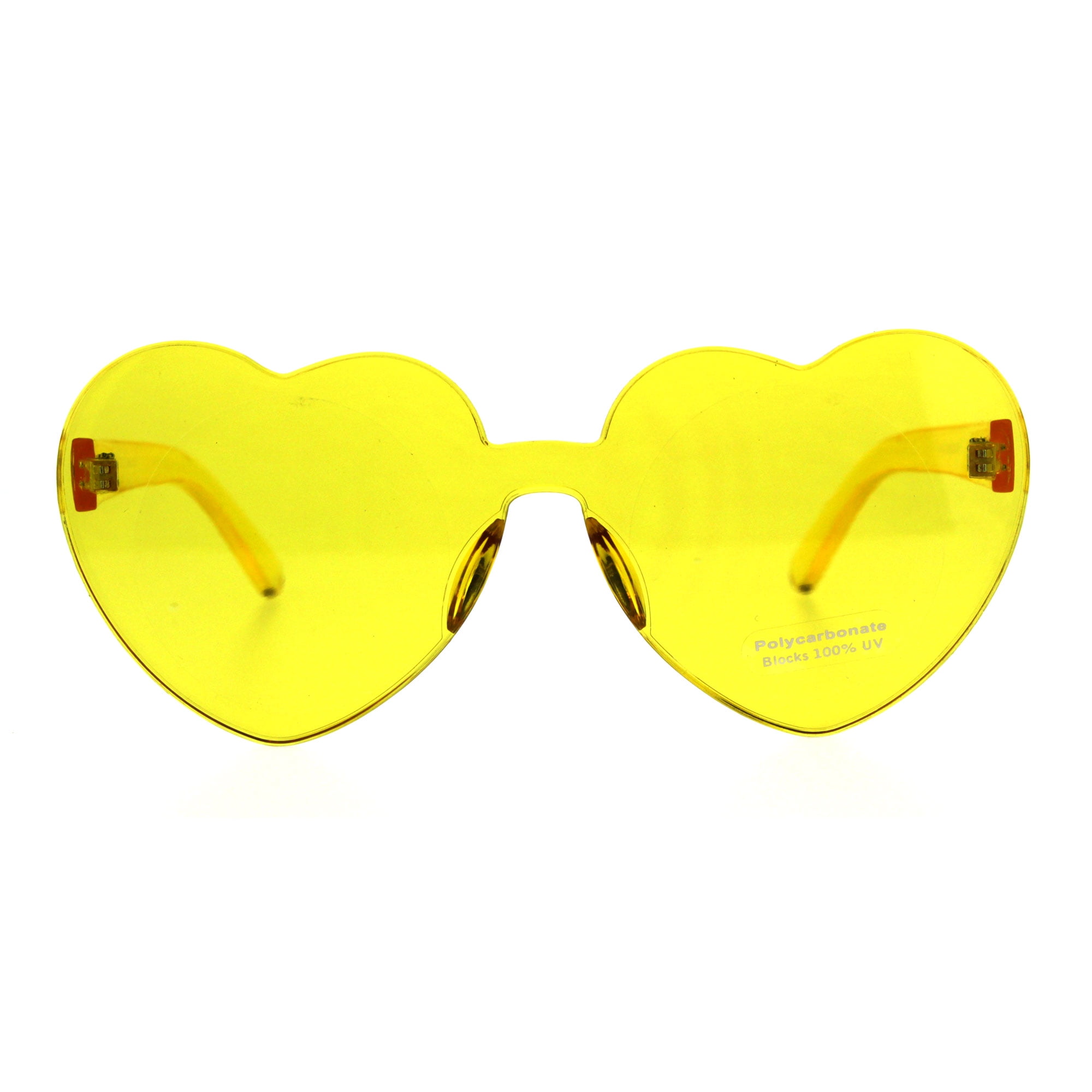 Womens Heart Shape Rimless Shield Hippie Groove Valentine Sunglasses ...