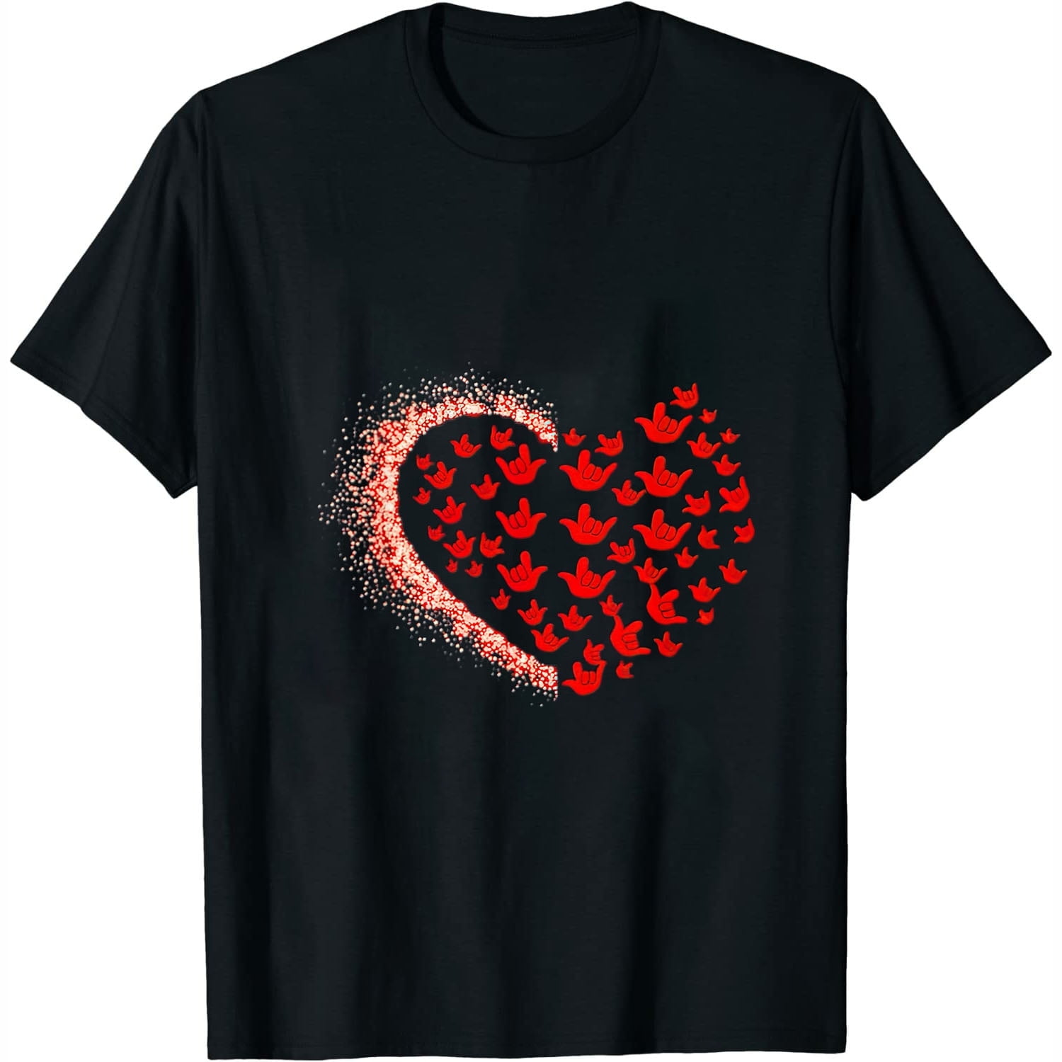 Womens Heart Silhouette with sign I love you in ASL sign language T ...