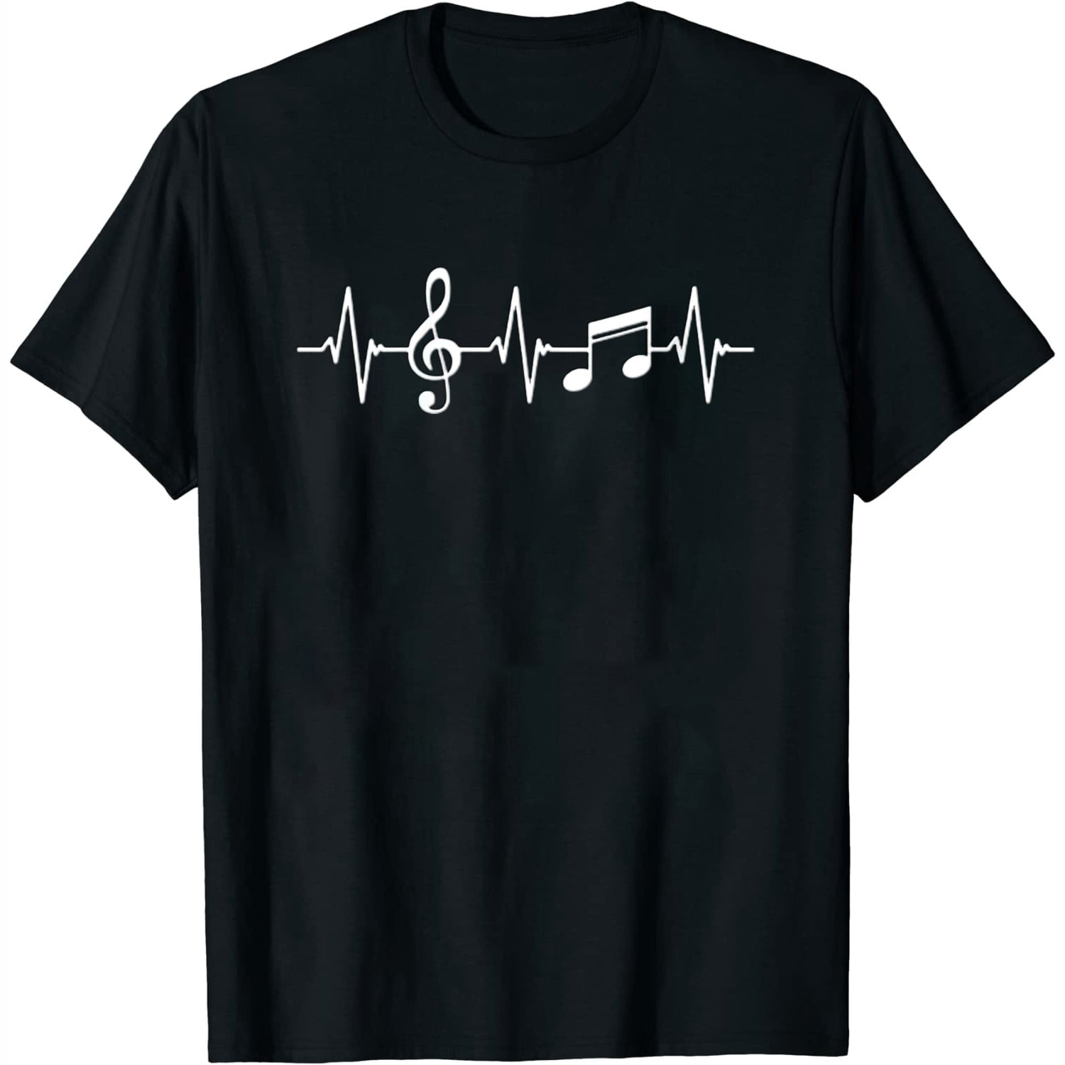 Womens Heartbeat Music Notes Pulse Tshirt Treble Clef Bass Key V-Neck T ...