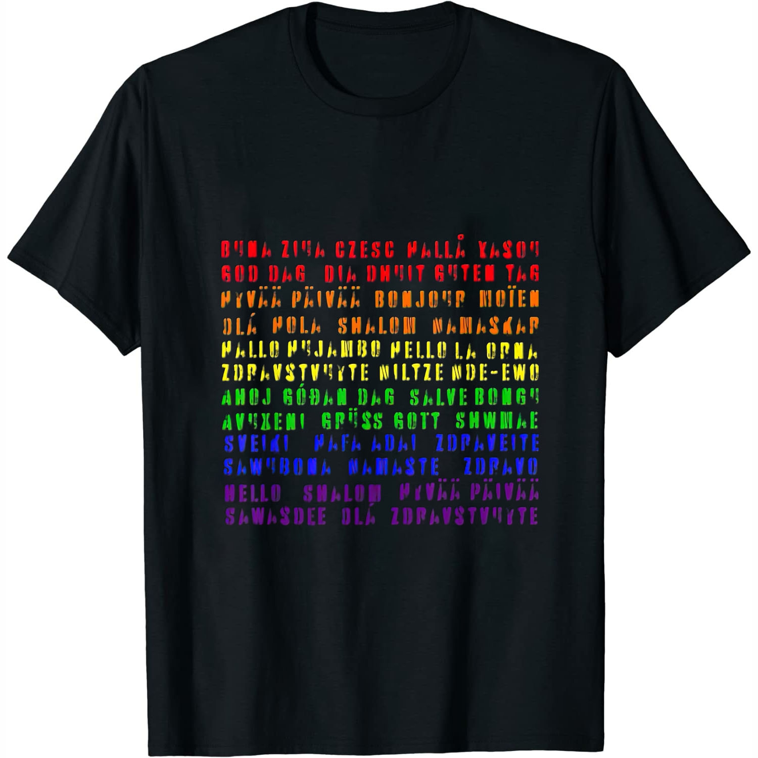 Womens Hello in different languages with support of gay pride flag T ...