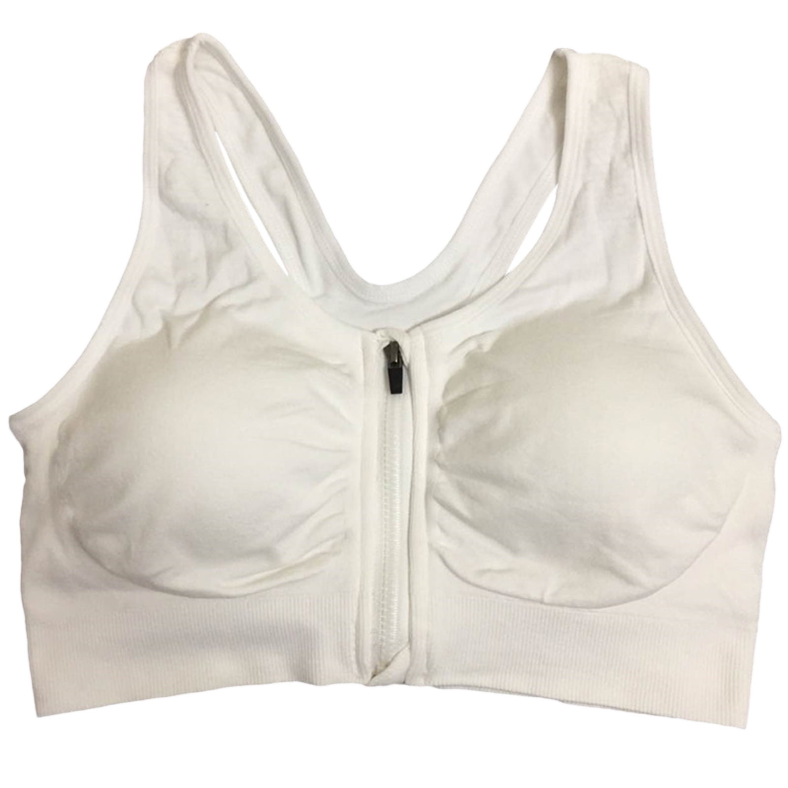 Womens High Sports Bra Zipper Front Fastening Bra Wireless Post Support ...