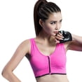Womens High Sports Bra Zipper Front Fastening Bra Wireless Post Support ...