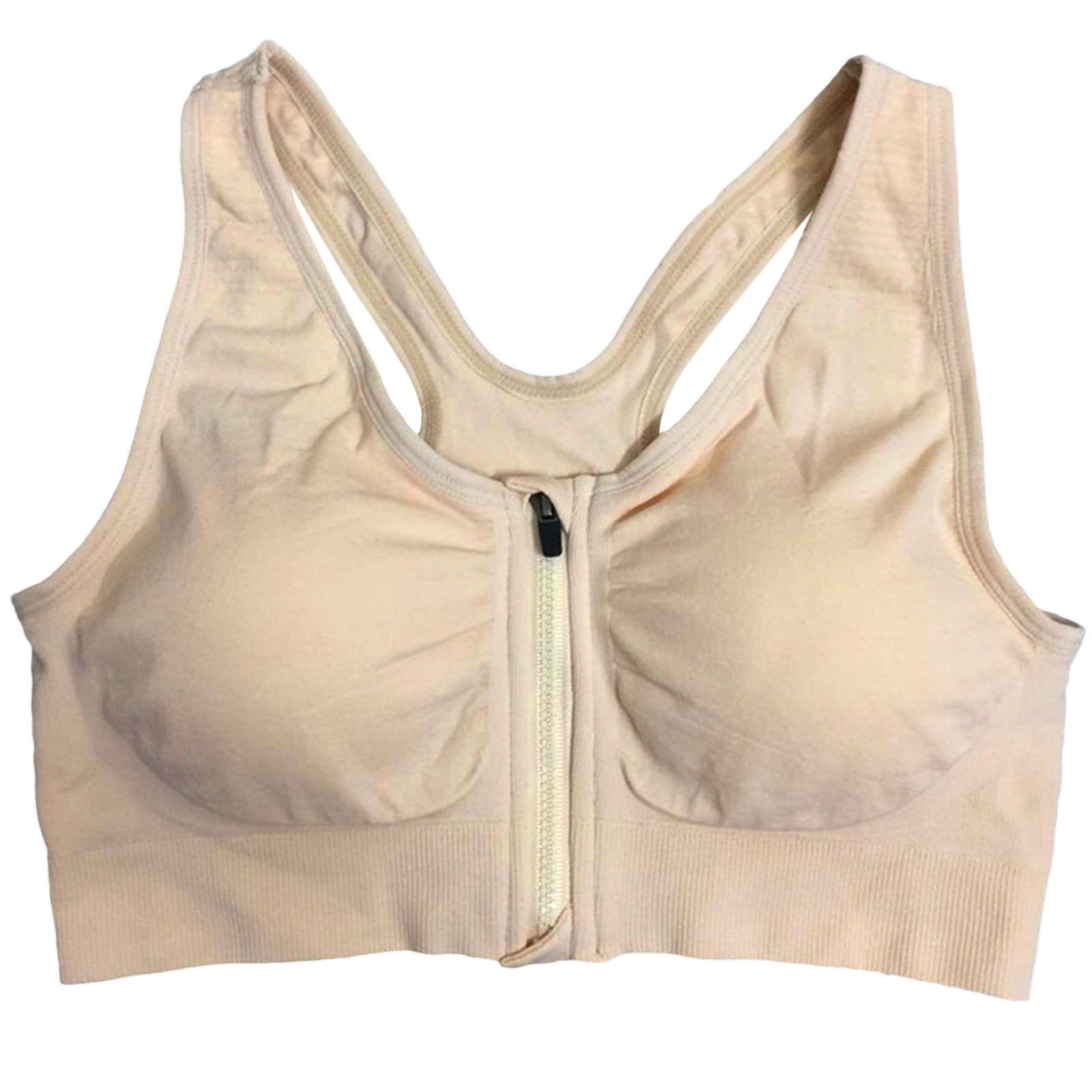 Womens High Sports Bra Zipper Front Fastening Bra Wireless Post Support ...