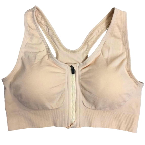 Womens High Sports Bra Zipper Front Fastening Bra Wireless Post Support ...