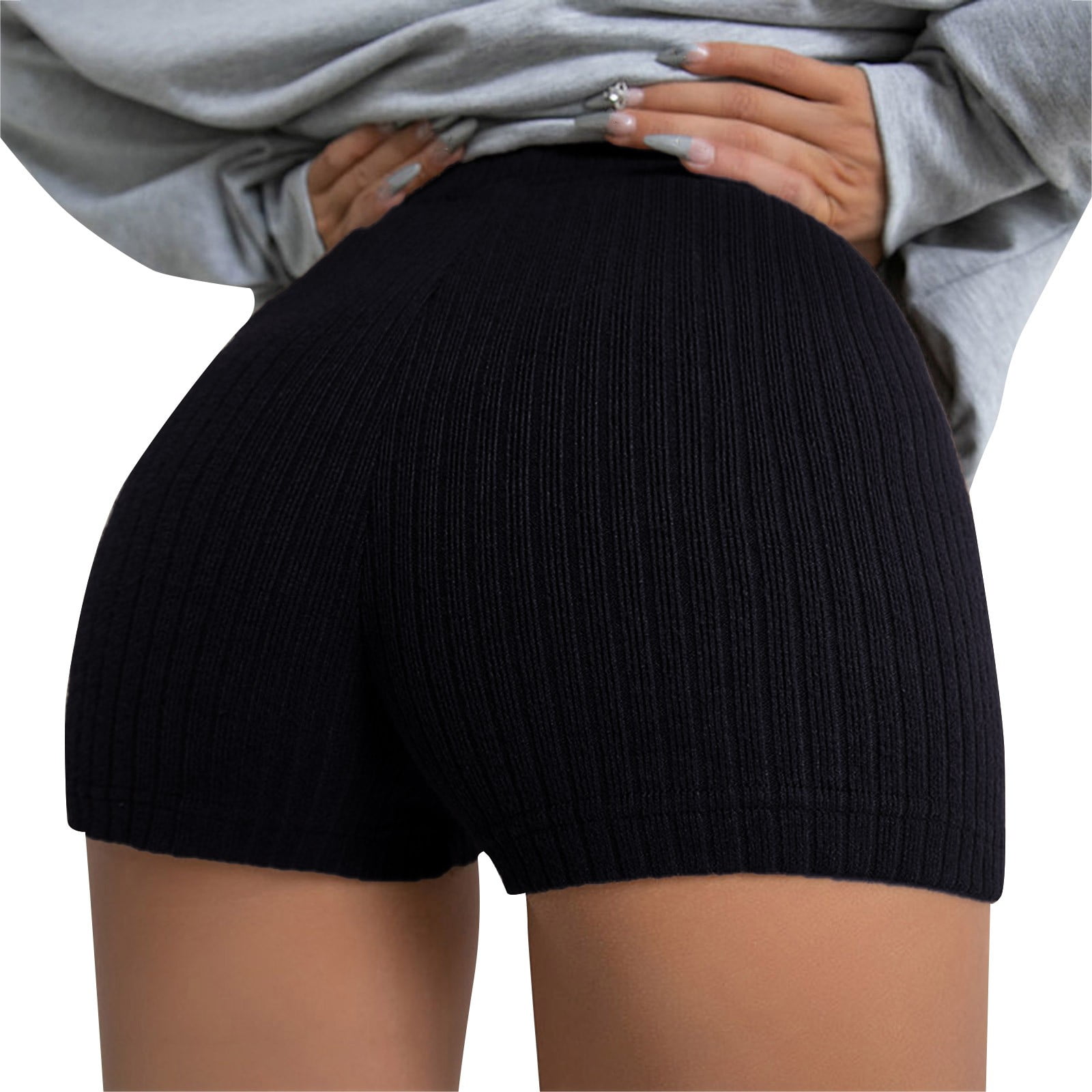 Womens High Waisted Running Shorts Fitness Hip Lifting Tight Thin Pants ...