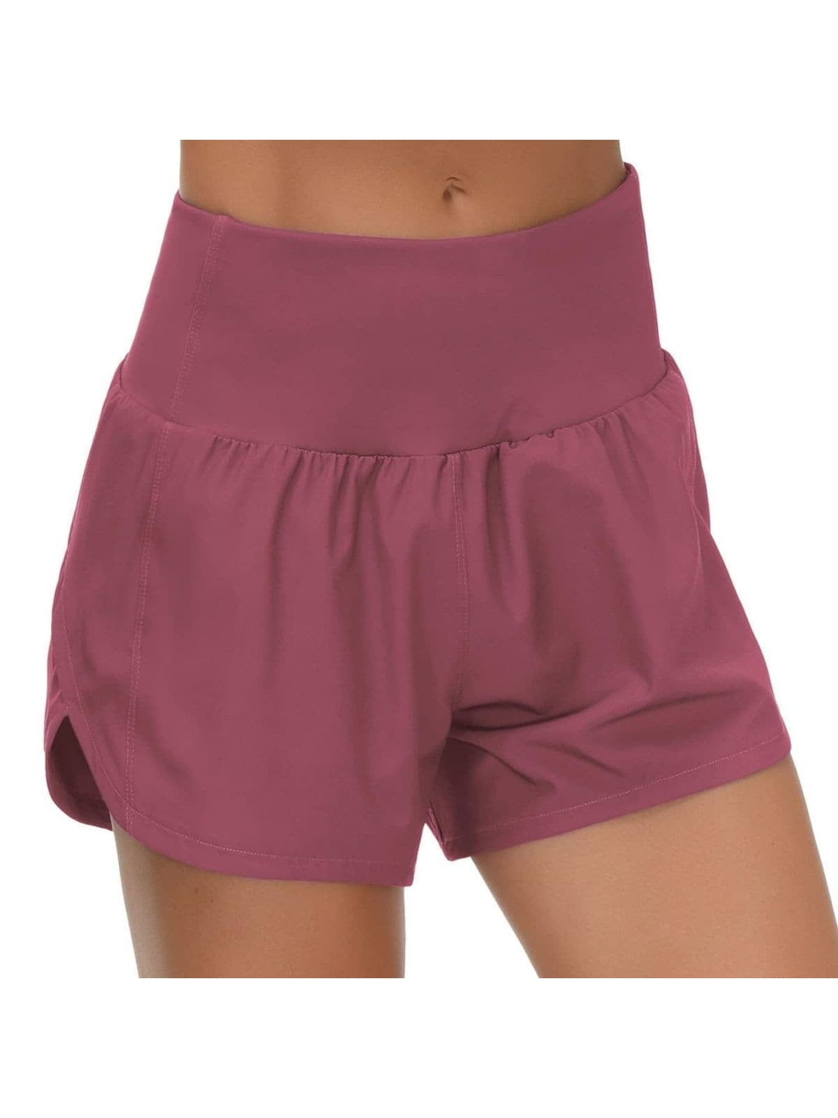 Womens High Waisted Running Shorts Quick Dry Athletic Workout Shorts with Mesh Liner Zipper ...