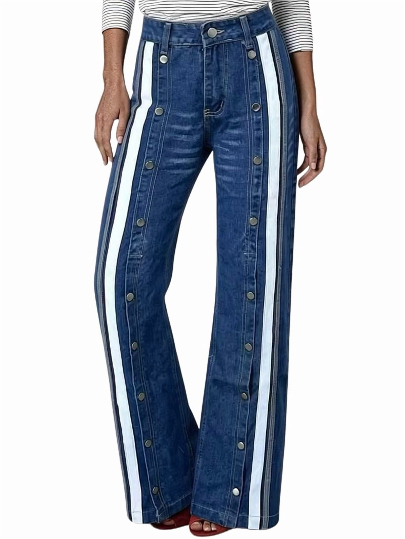 Womens High Waisted Stretchy Denim Jeans with Fashionable Patchwork and ...