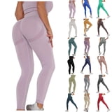 Womens High Waisted Yoga Pants Tummy Control Full Length Leggings With ...