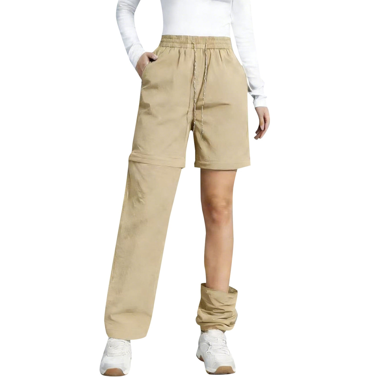 Womens Hiking Pants Baggy Lightweight Waterproof Zip Off Multi Pocket ...