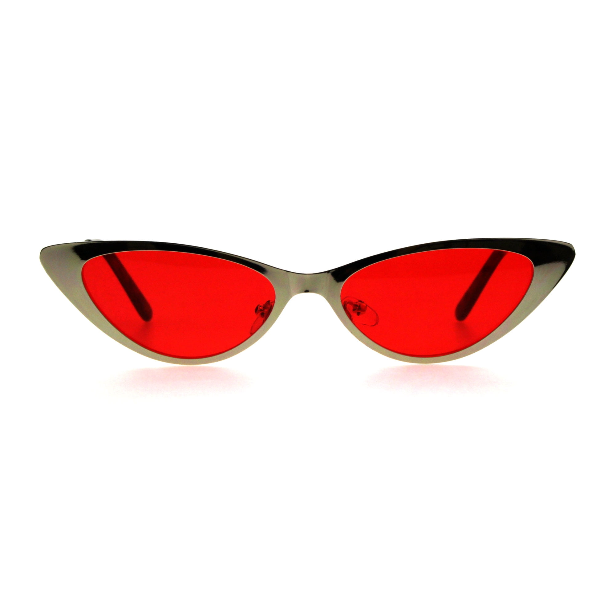Womens Hippie Pimp Color Lens Metal Rim Cat Eye Gothic Sunglasses Red ...