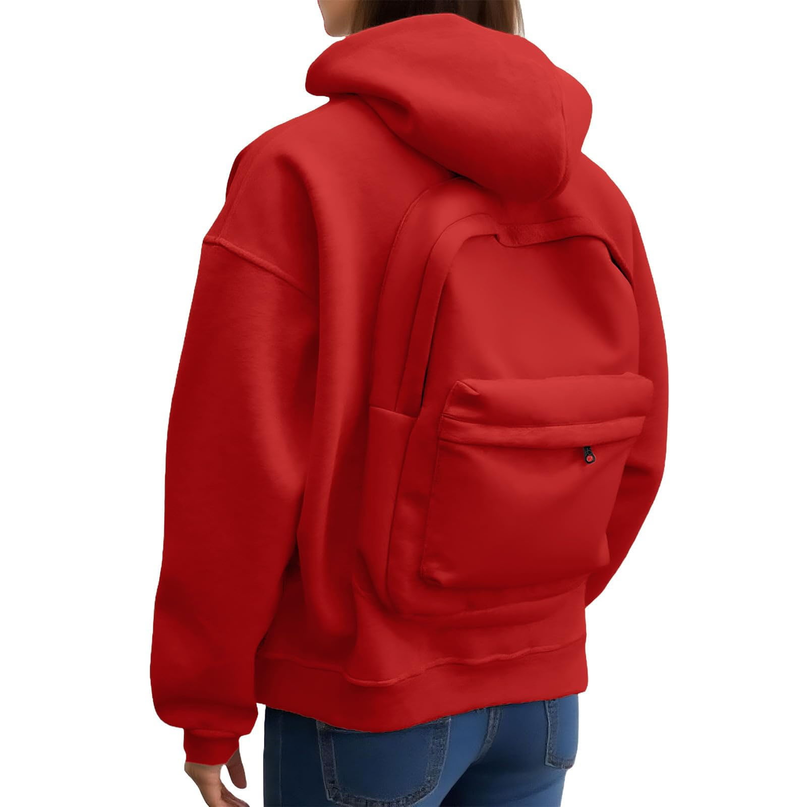Womens Hoodies Solid Hooded With Backpack Design And Front Pocket For ...