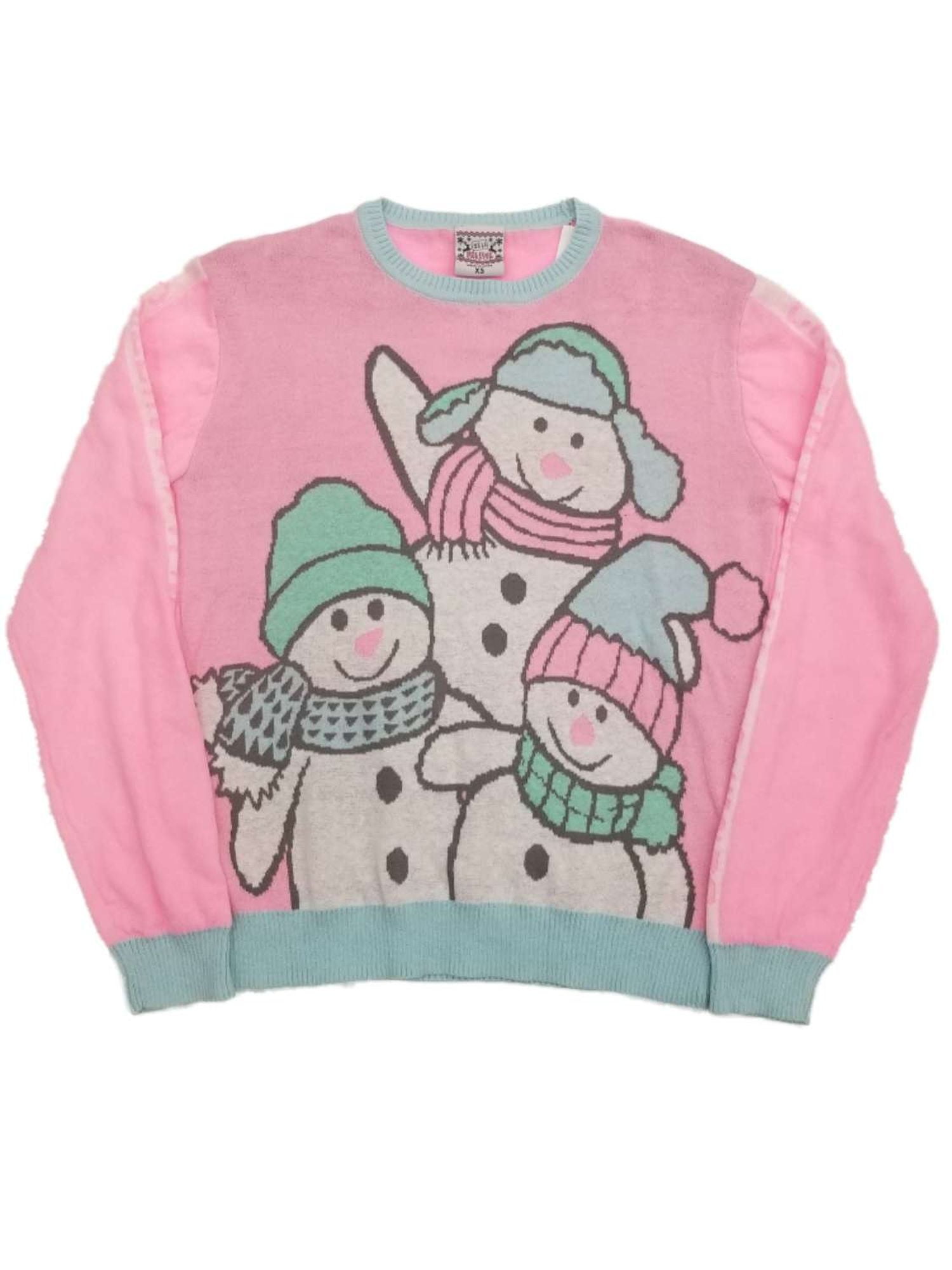 Womens Hot Pink Chillin With My Snowmies Long Sleeve Lightweight Knit ...