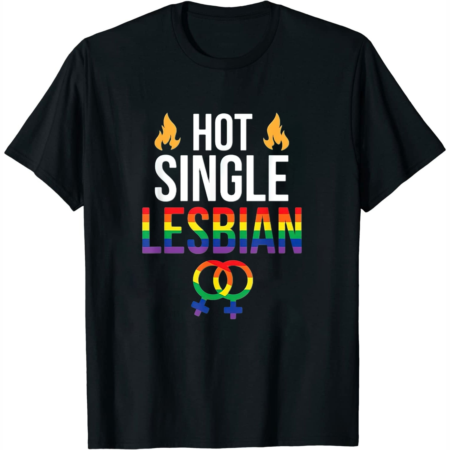 Womens Hot Single Lesbian Lgbt Gay Pride Rainbow T Shirt Black Small