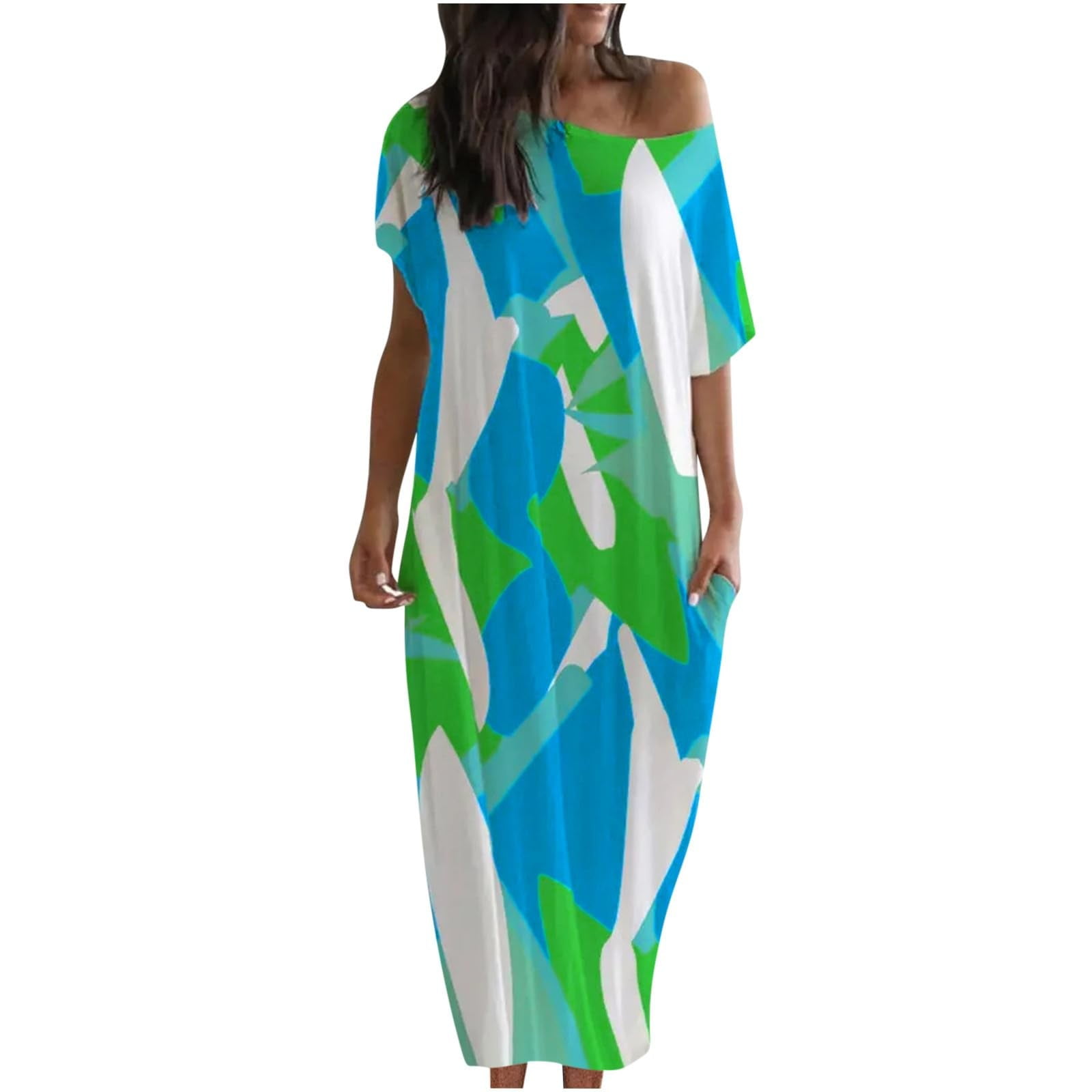 Womens Housecoat Off The Shoulder Robe House Dress Short Sleeve Duster ...