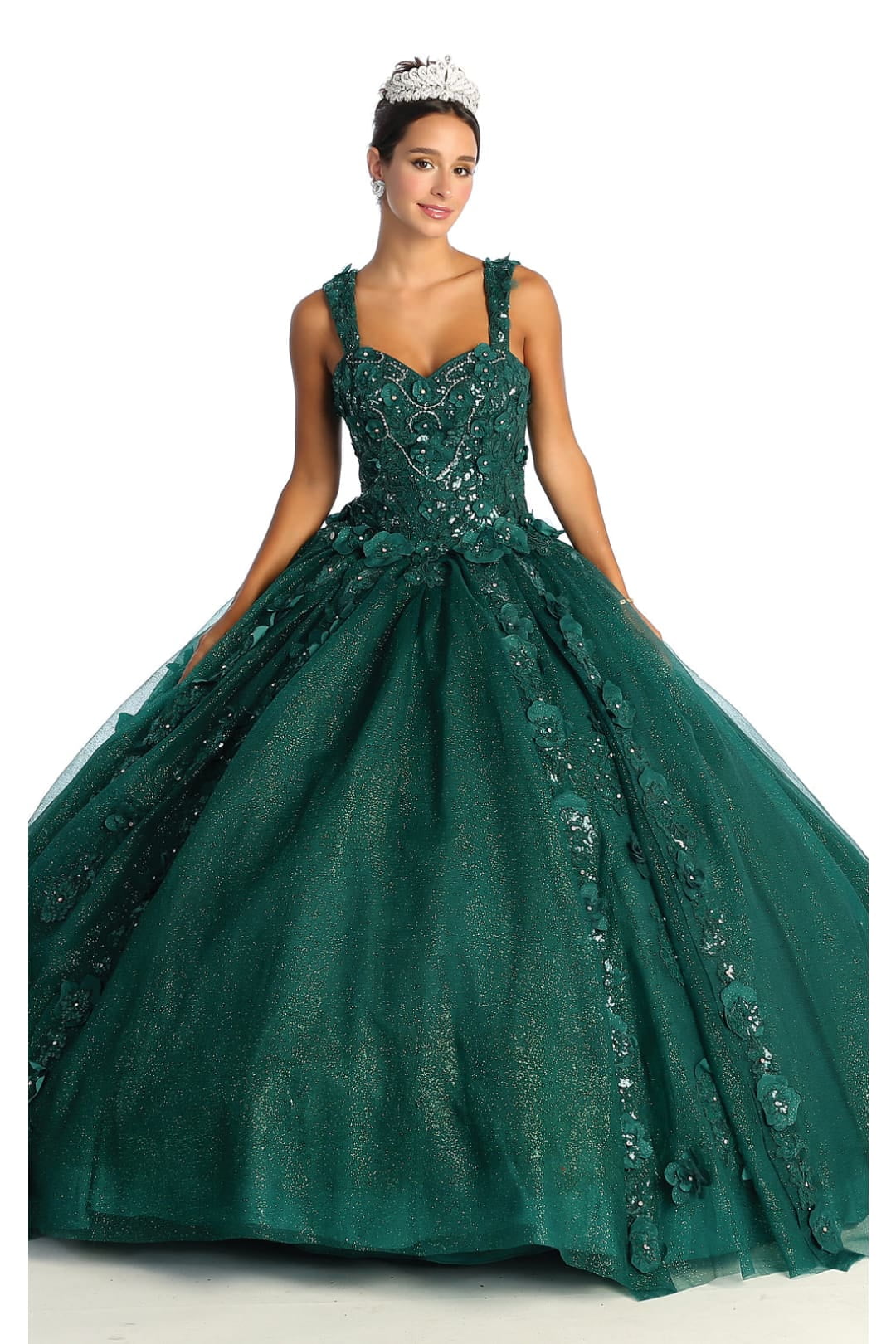 Womens Hunter Green Quinceanera Sweet 16 Long Sweetheart Sleeveless ...