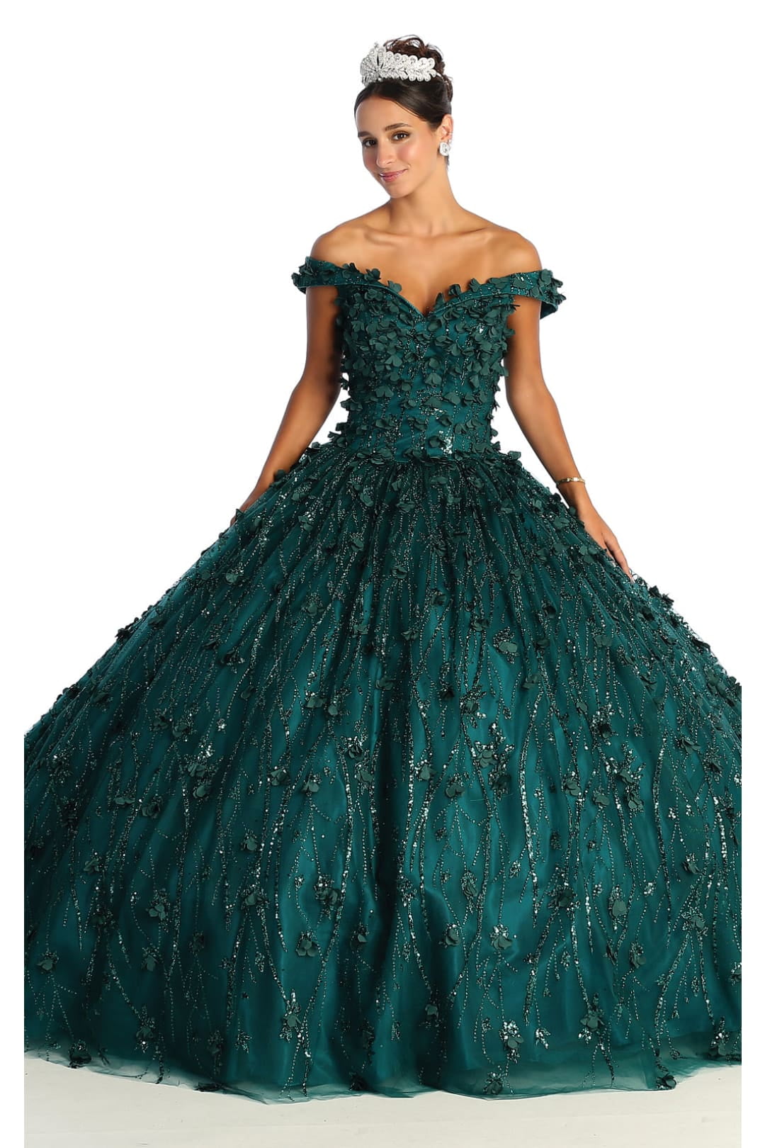 Womens Hunter Green Sweet 16 Quinceanera Pageant Long Sweetheart ...