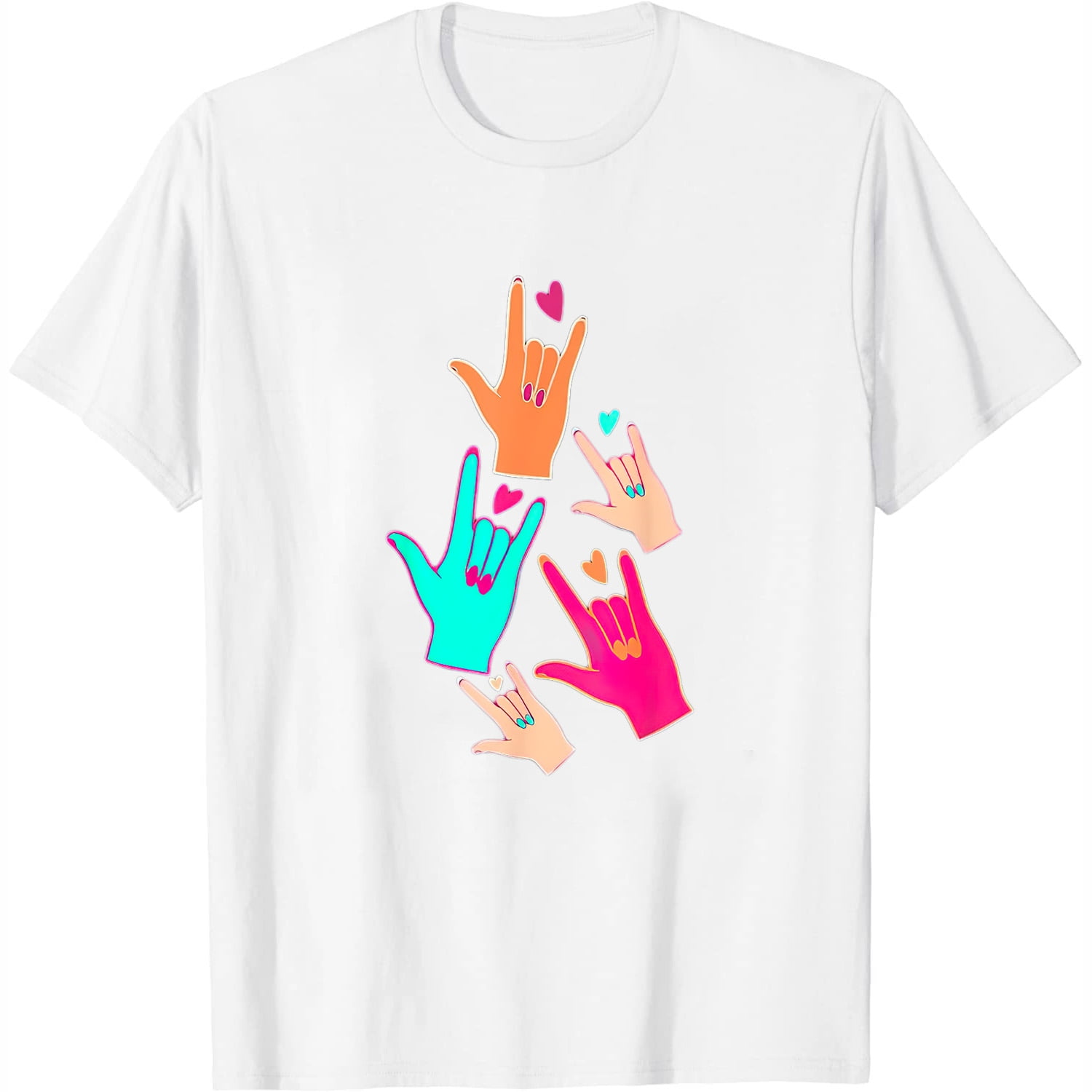Womens I Love You Hand Heart ASL American Sign Language T-Shirt White ...