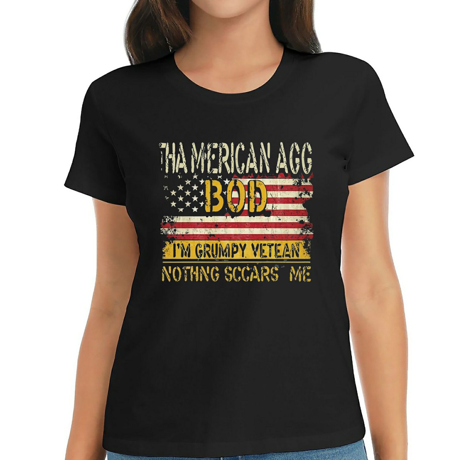 Womens I'M A Dad Grumpy And Veteran Funny Papa Grandpa Gifts Retro T ...