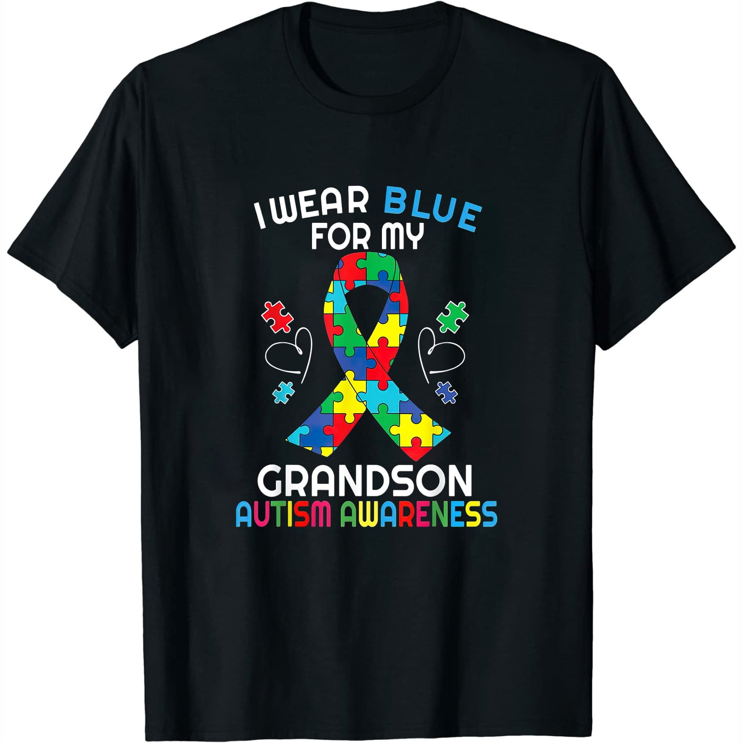 Womens I Wear Blue For My Grandson Autism Awareness ribbon Gifts T ...