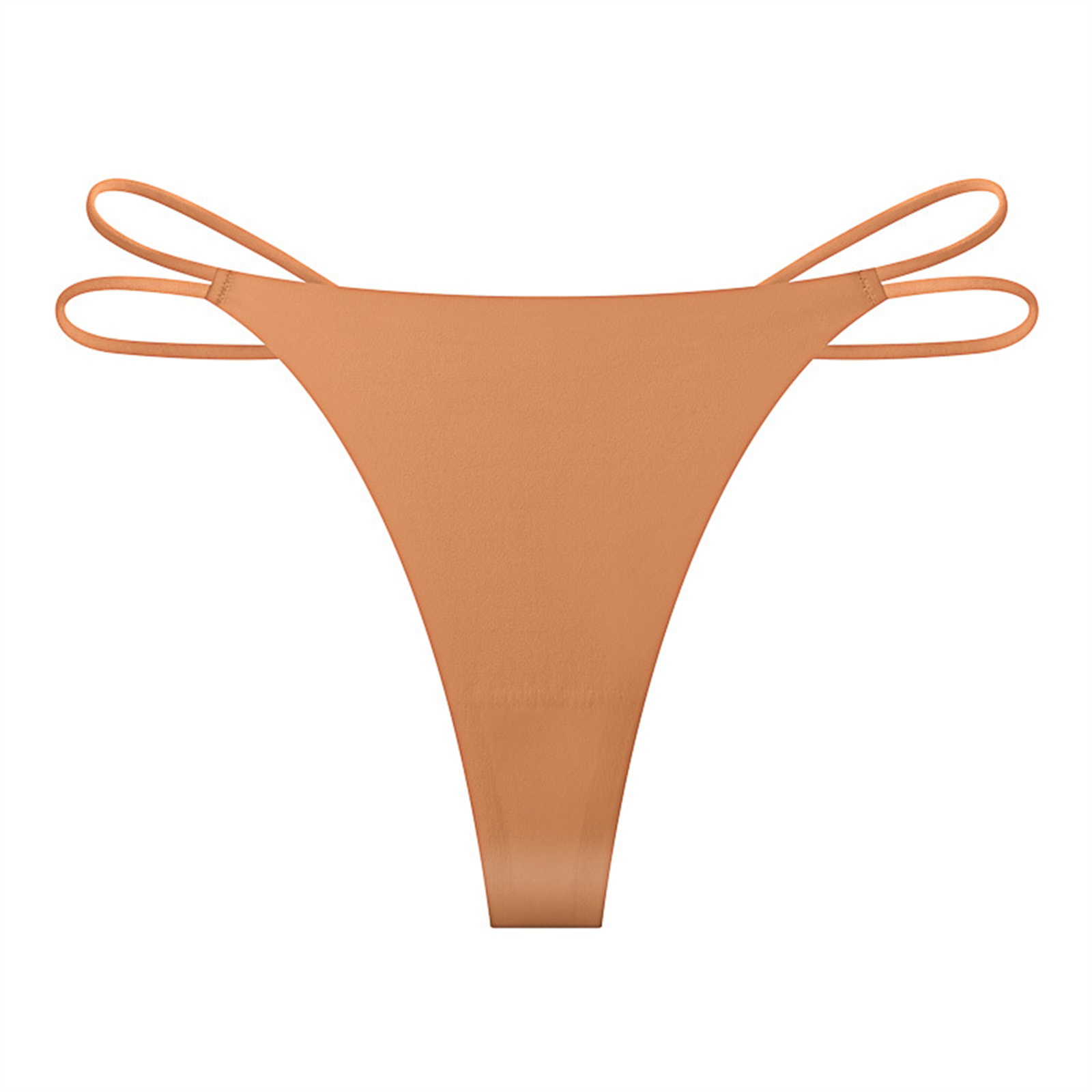 Womens Ice Silk Unseamed Thongs Low Waist High Cut Bikinis Underwear ...