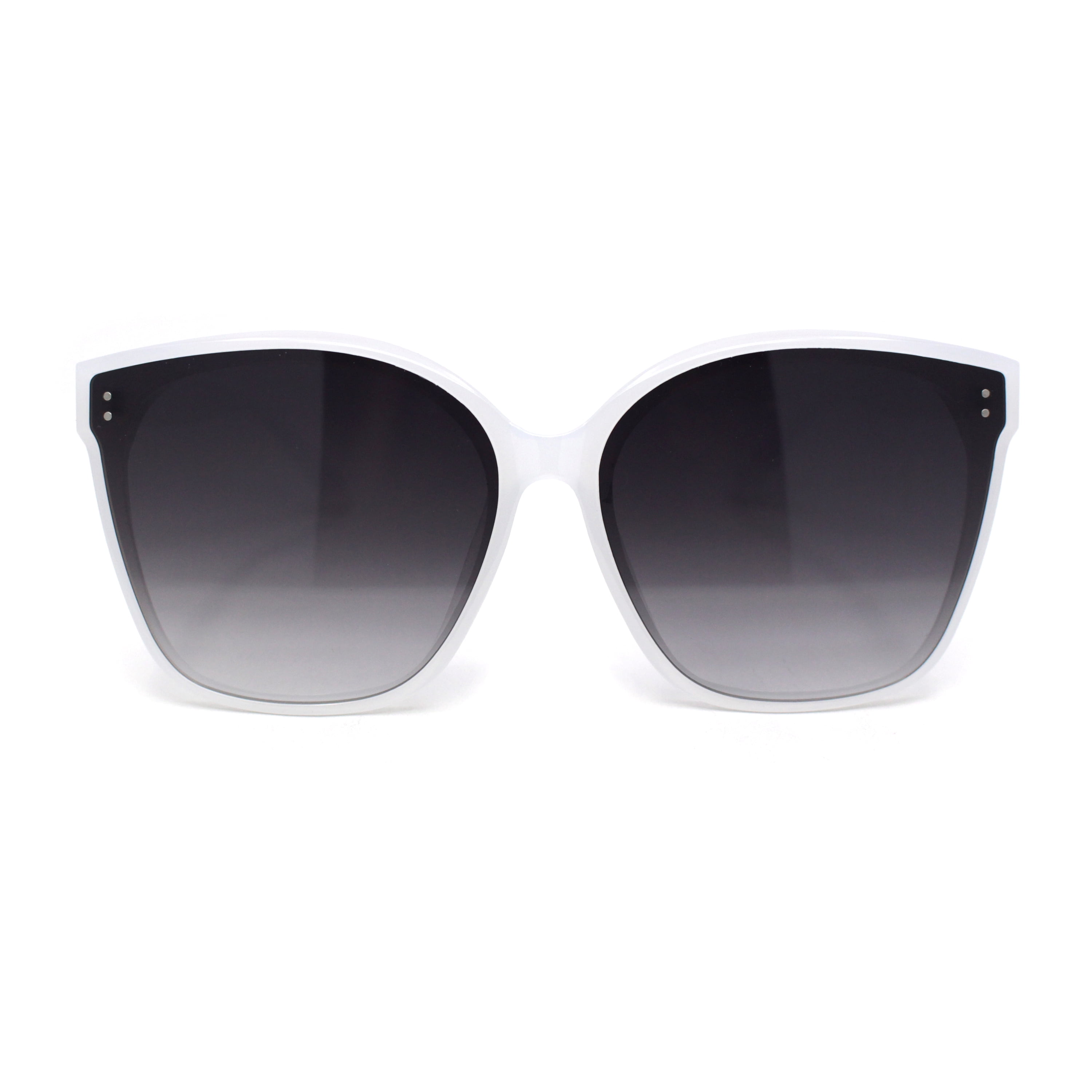 Womens Inset Lens Horn Rim Retro Oversized Whimsical Sunglasses White ...
