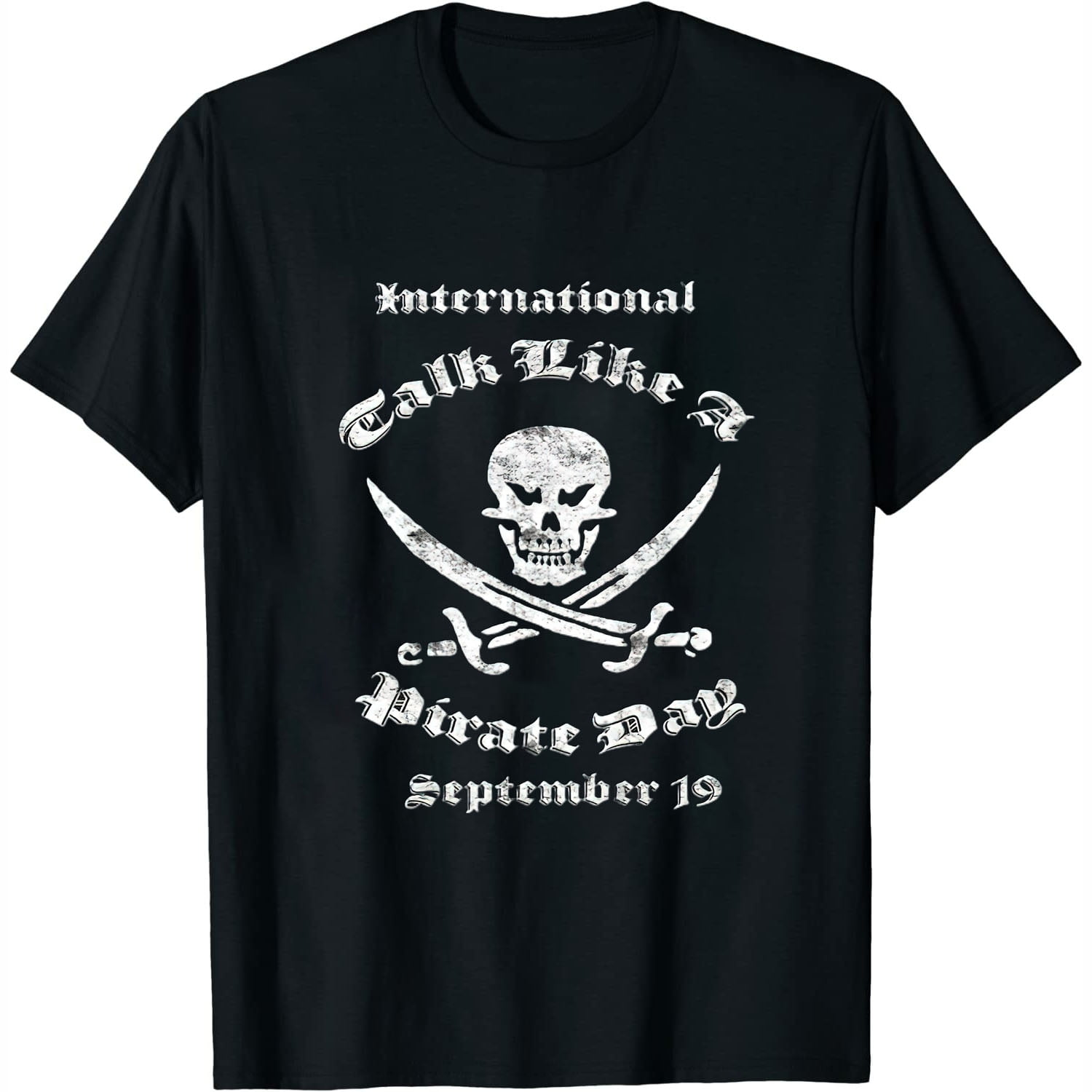 Womens International Talk like a Pirate Day Jolly Roger Black T-Shirt ...