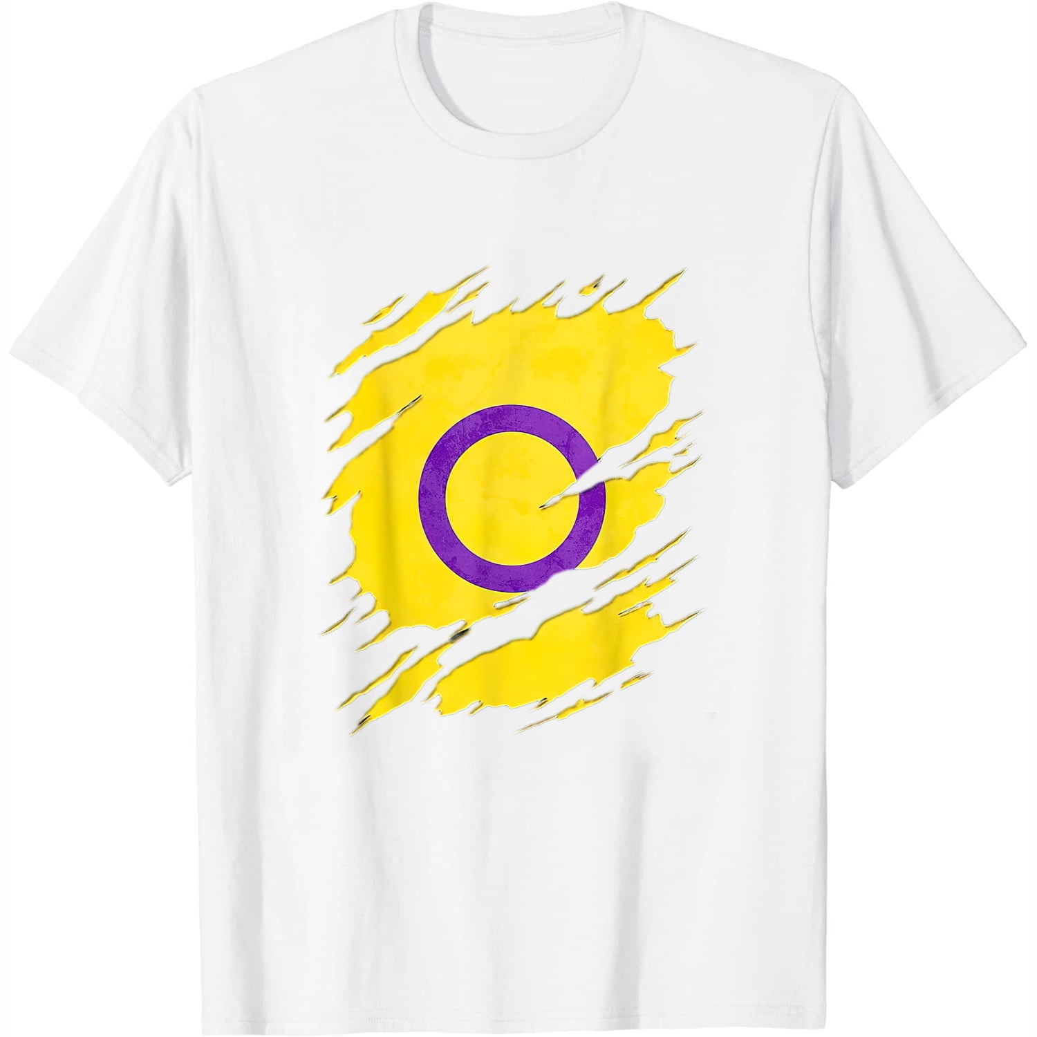 Womens Intersex Pride Ripped Reveal T Shirt White Small