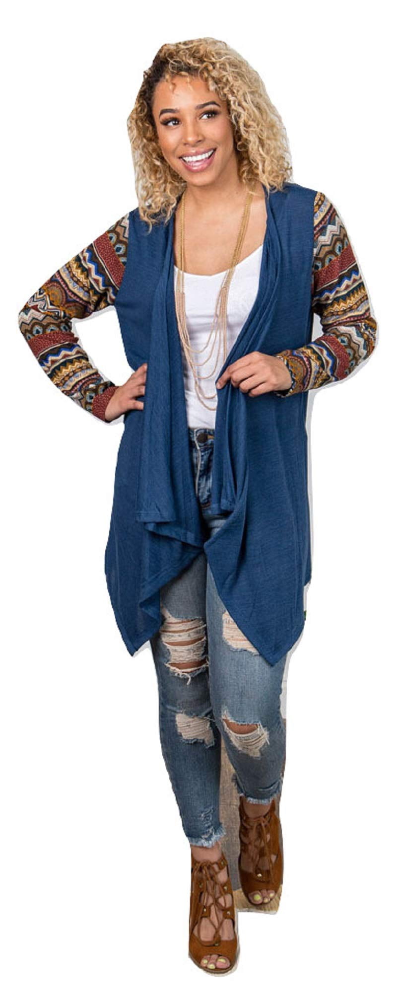 Womens Jacket Aztec Cardigan Serape Chevron Knit Cover Up Top Turquoise ...