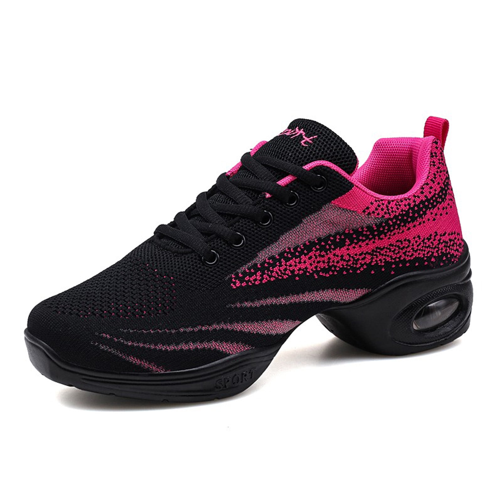 Womens Jazz Shoes Lace-up Sneakers Breathable Mesh Modern Dance Shoes ...