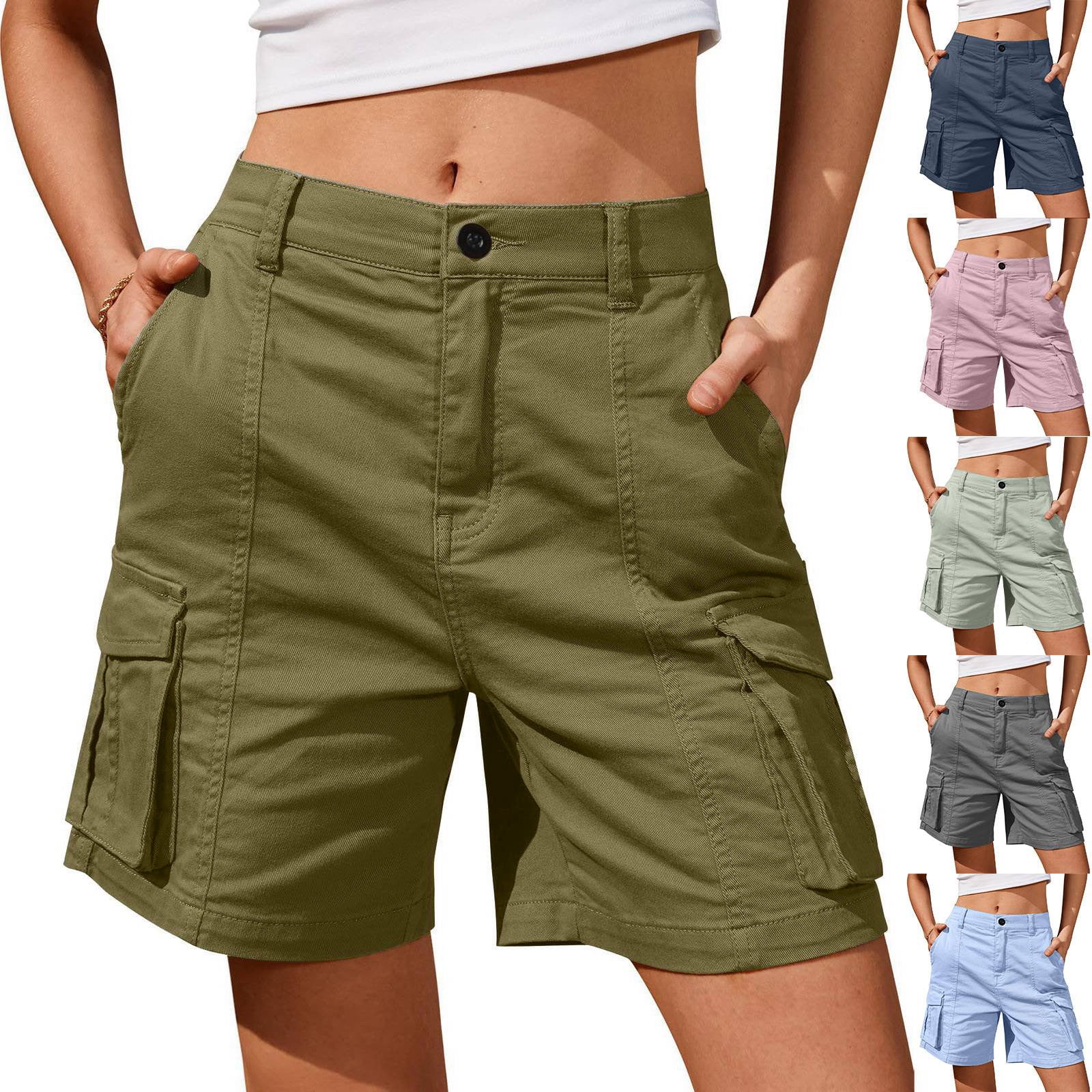 Womens Jean Shorts,Shorts For Women Cargo Shorts Knee Length 6 Pockets ...