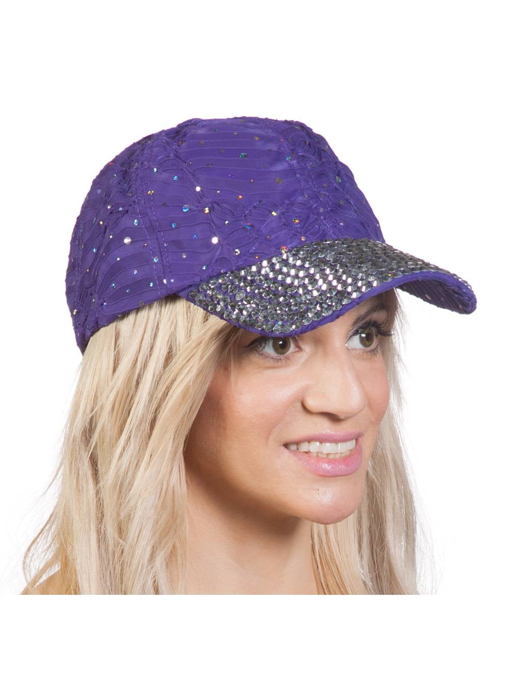 Womens Jeweled Baseball Caps - Purple - Walmart.com