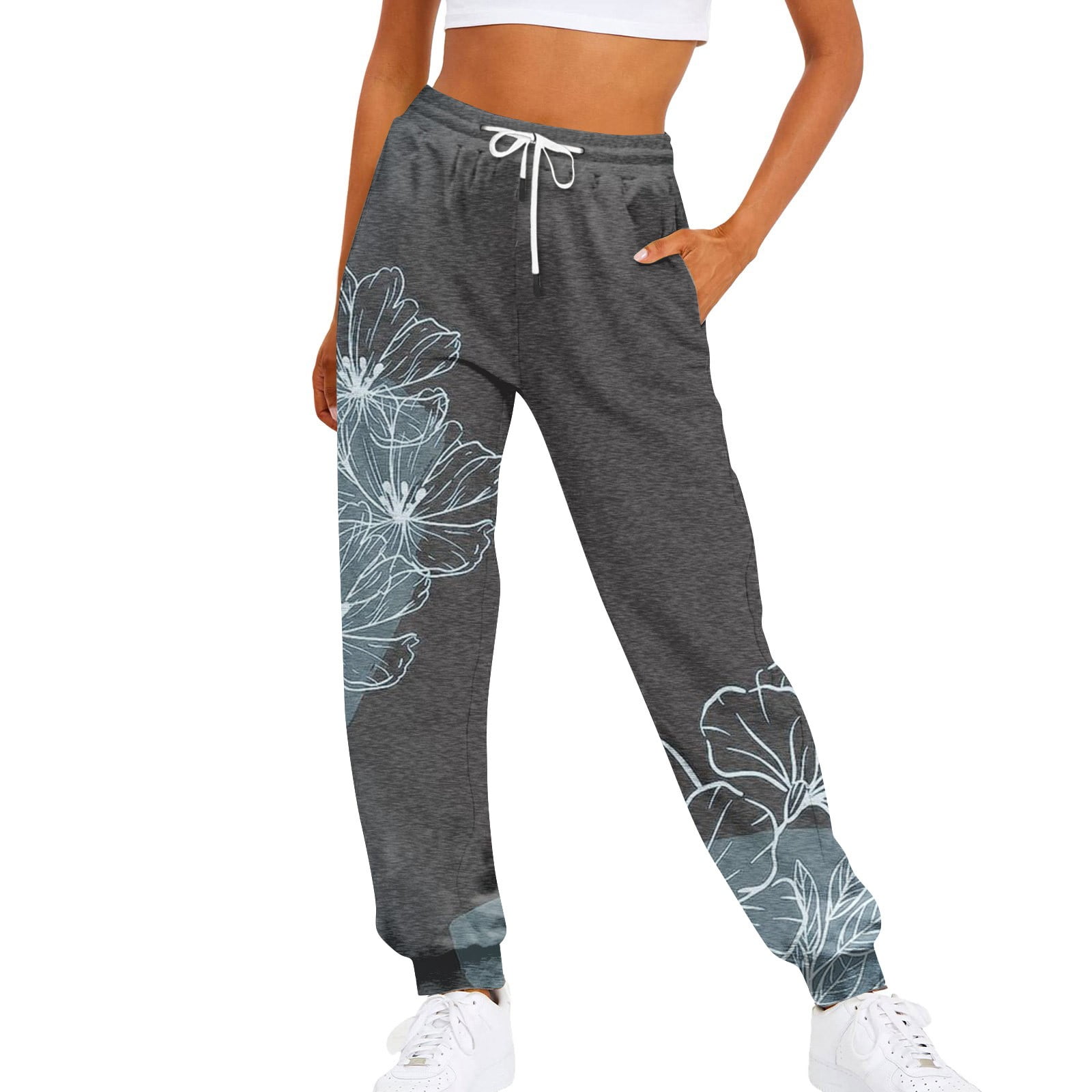 Womens Joggers with Pockets Elastic Waist Warm Leggings Tie Dye Fall ...