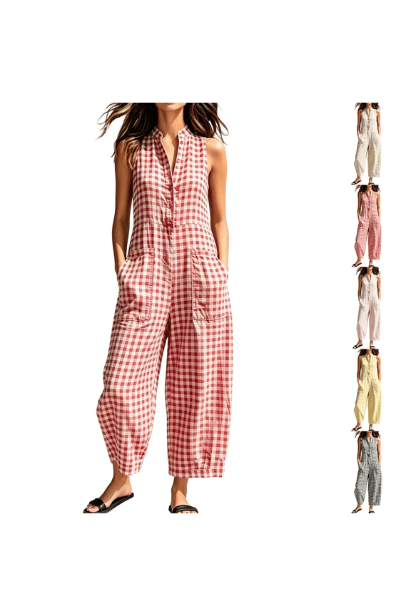 Plaid Jumpsuit Womens