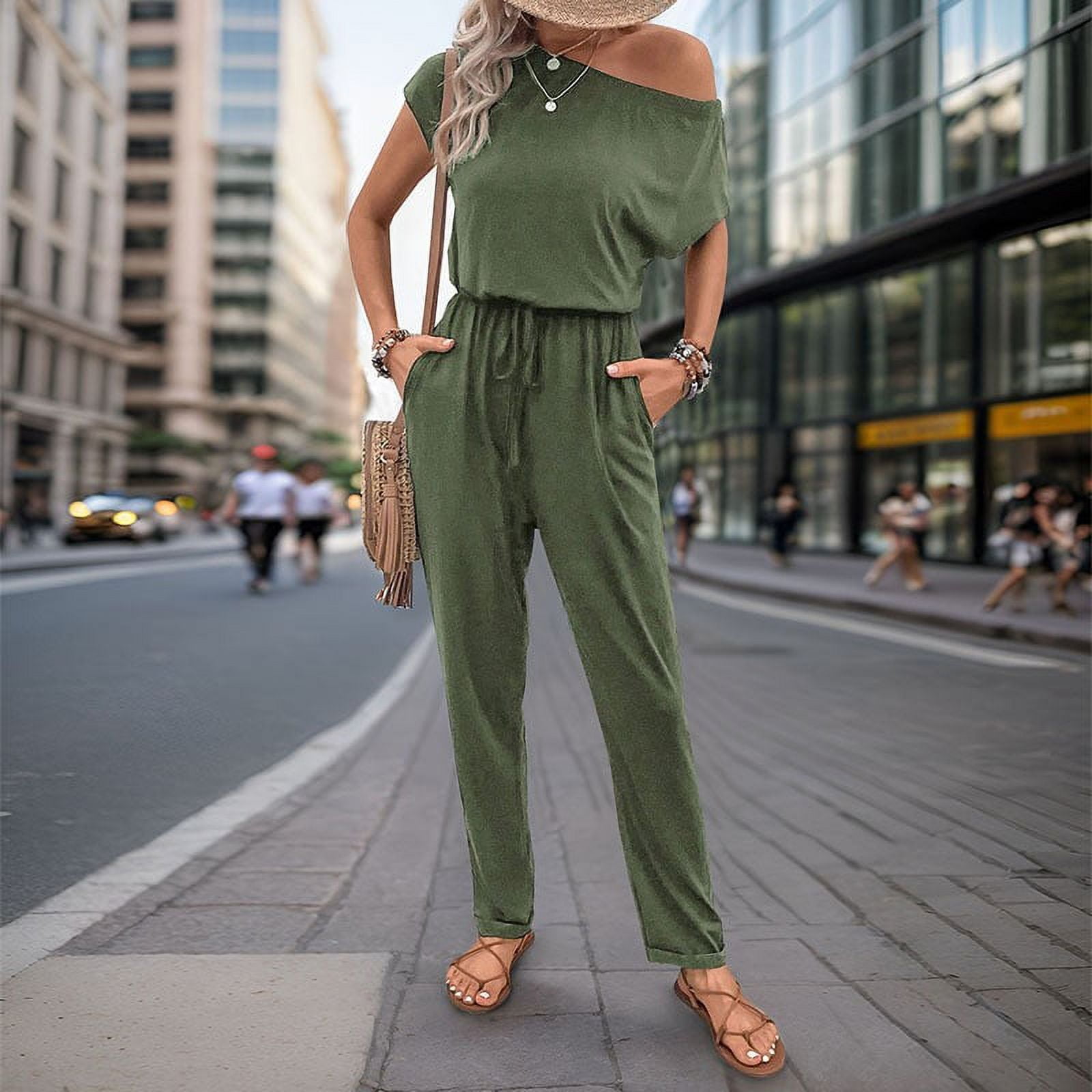 Womens Jumpsuits Off the Shoulder Boho Harem Casual Jumpsuits 2024 ...