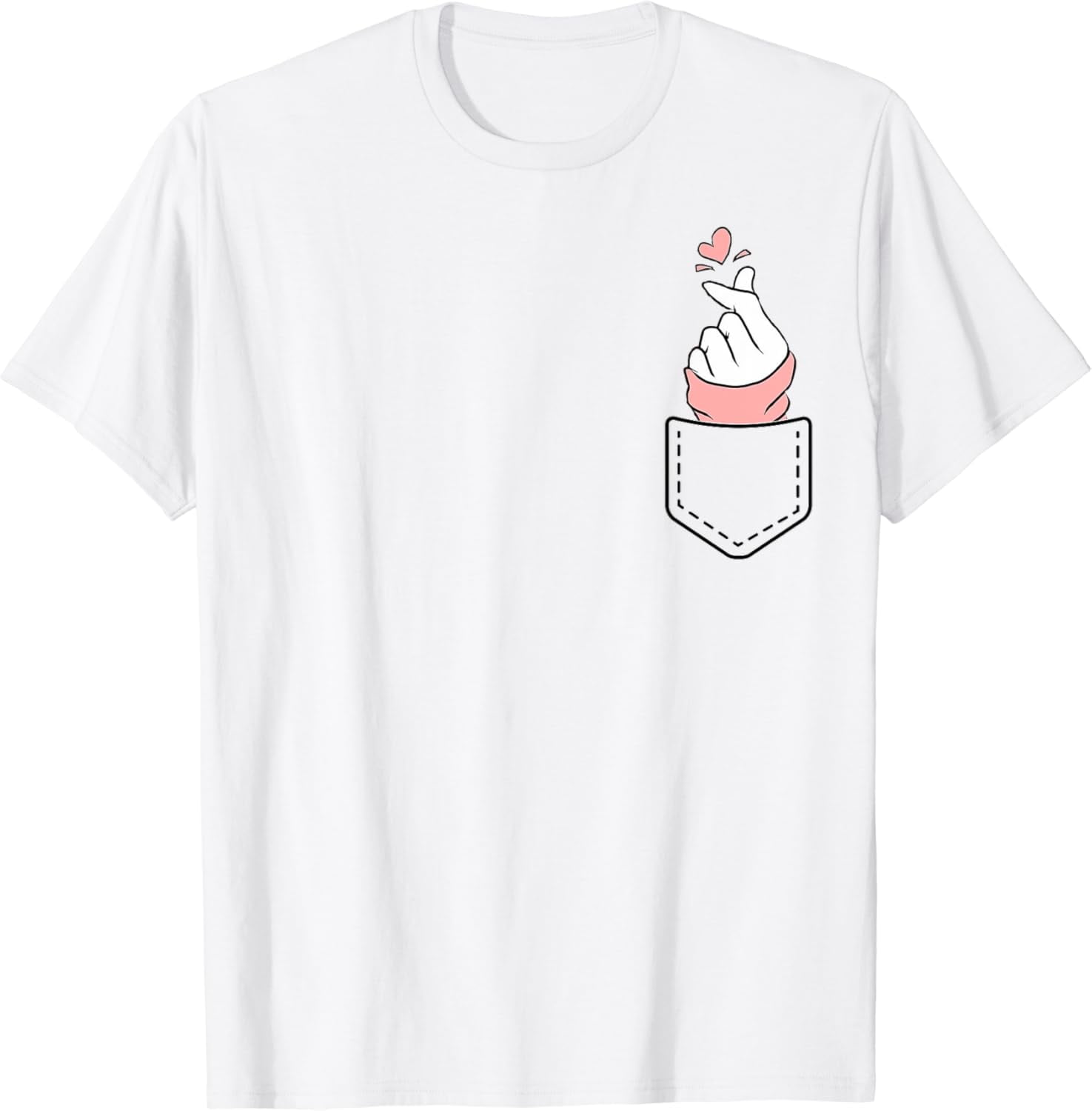 Womens K-Pop Korean Love Sign Finger Heart Saranghae Symbol T-Shirt ...