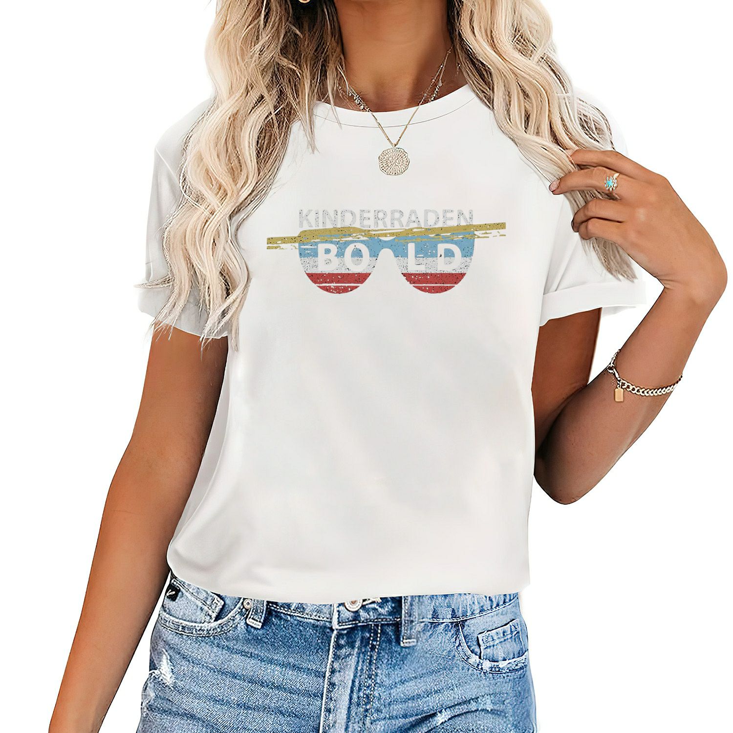 Womens Kindergarten Crew Messy Bun Girl Back To School First Day T ...