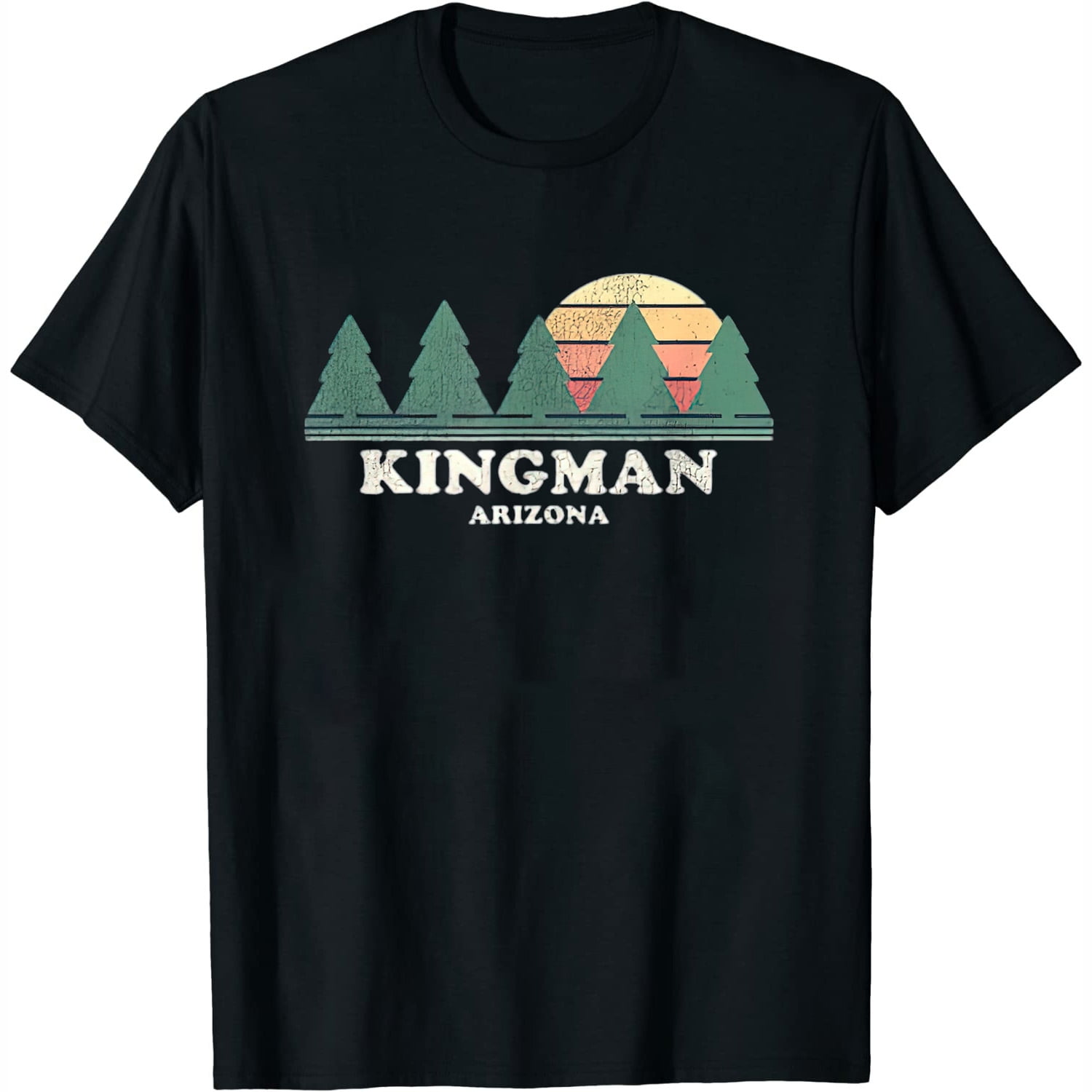 Womens Kingman Az Vintage Throwback Tee Retro 70S Design T-Shirt Black ...