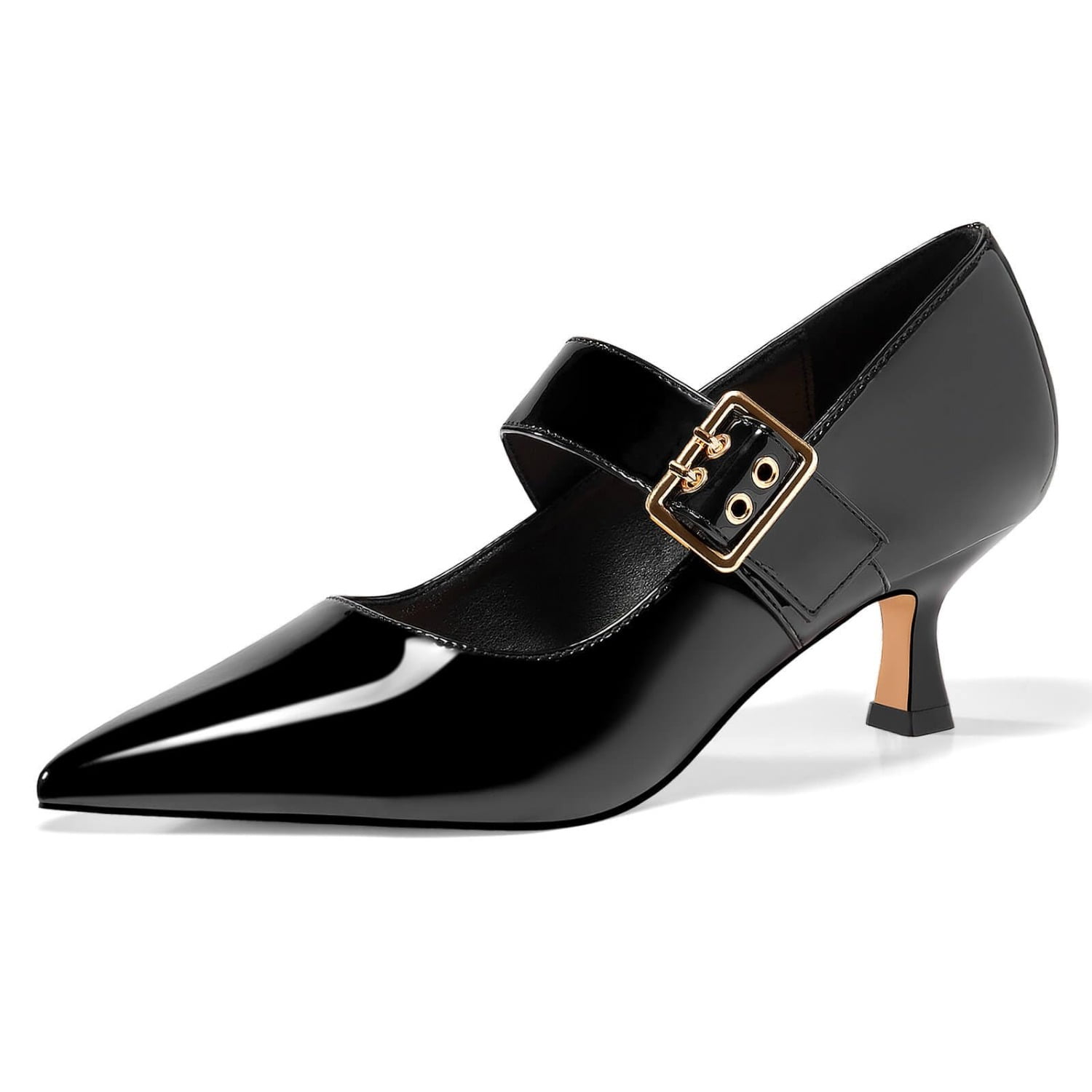 Womens Kitten Heels Mary Jane Shoes Closed Pointed Toe Dress Shoes ...
