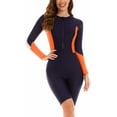Womens Knee High Rash Guard Long Sleeve Zip Front Swimsuits One Piece ...