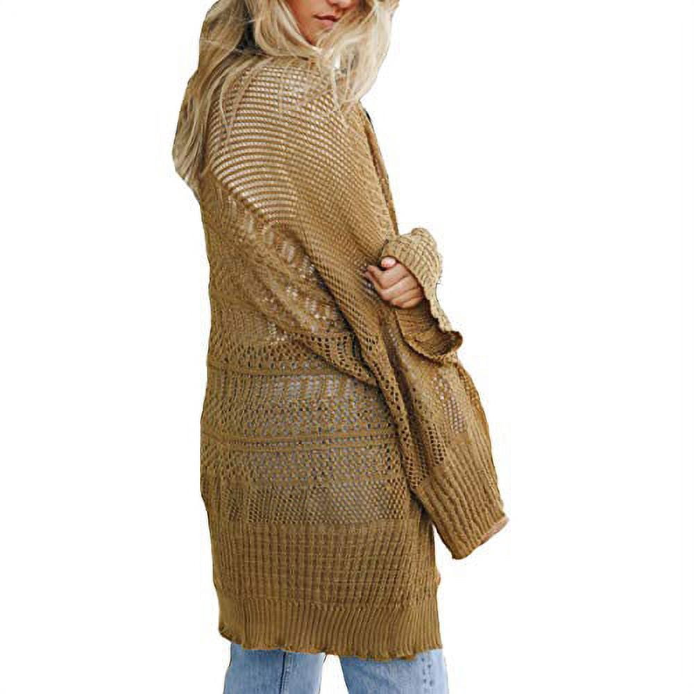 Womens Knit Netted Cardigan Long Kimono Cardigan (Bronze) - Walmart.com
