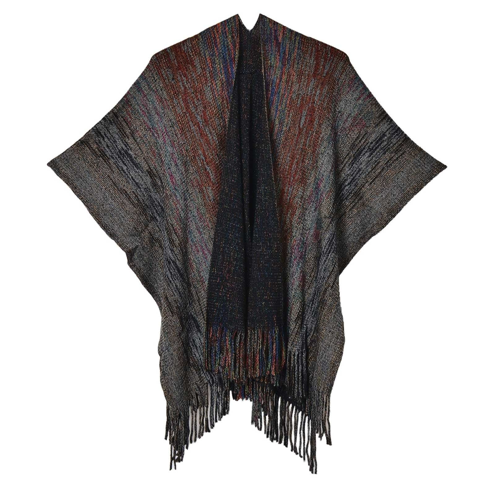 Womens Knitted Warm Shawl Wraps Open Front Capes Tassel Fringe Shawls ...