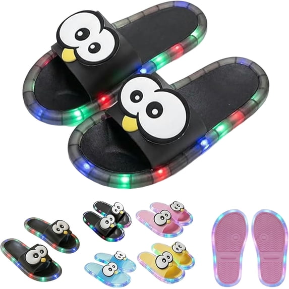 Womens LED Light Up Slippers,Light Up Sandals with Cute Cartoon Eyes ...