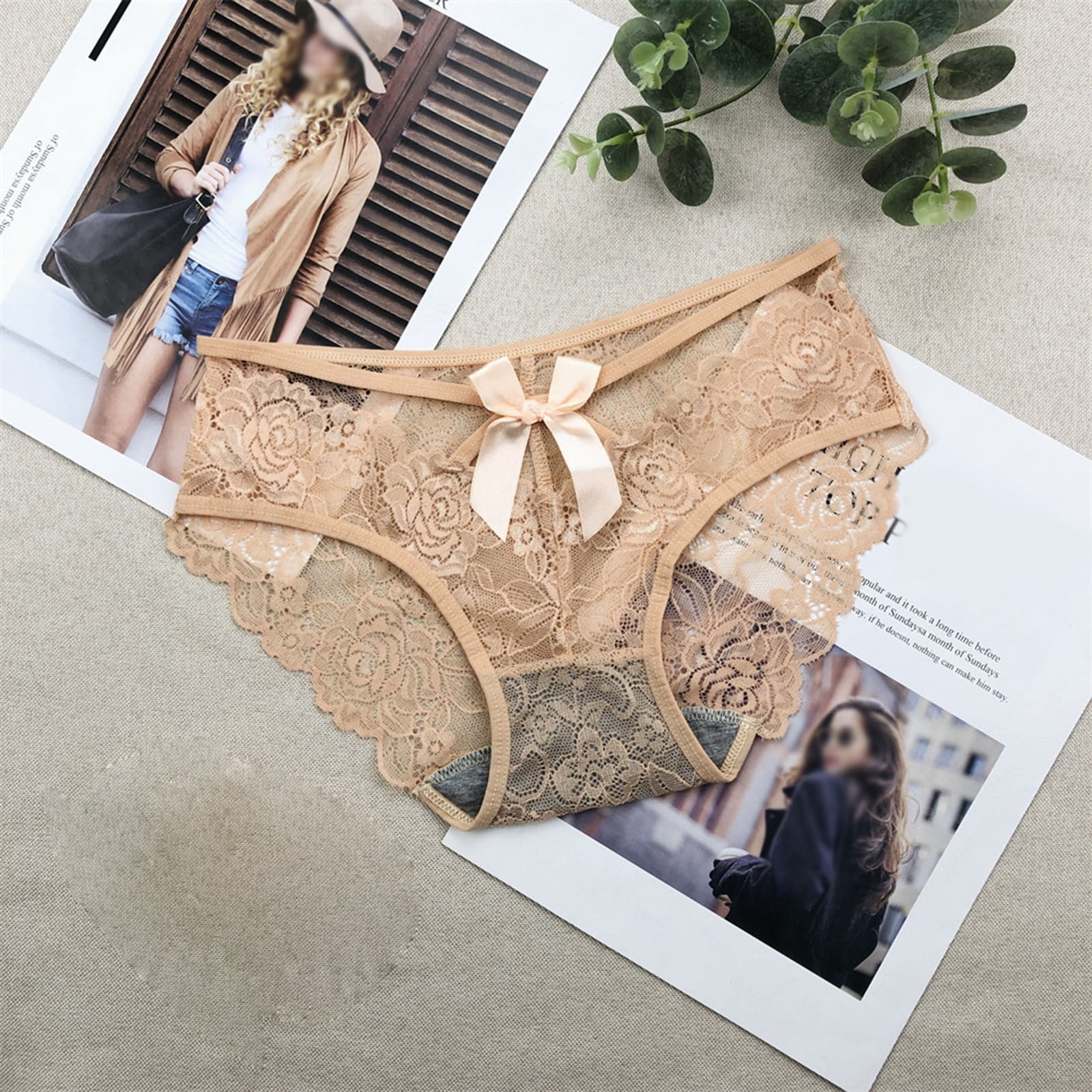 Womens Lace Sexy Breathable Lace Hollow Out And Raise The Pure Brief ...