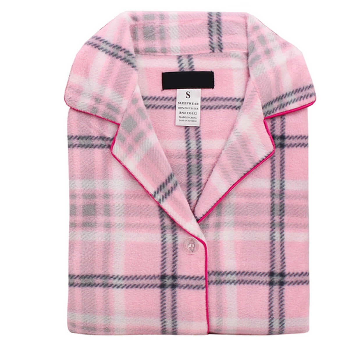 Couver Womens Fleece Pajama Set, Pink Plaid, Comfortable Warm ...