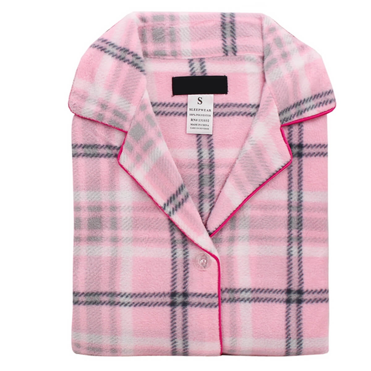 Womens Ladies Fleece PJ Pajama Set Pink Plaid (1 set), Size XL ...